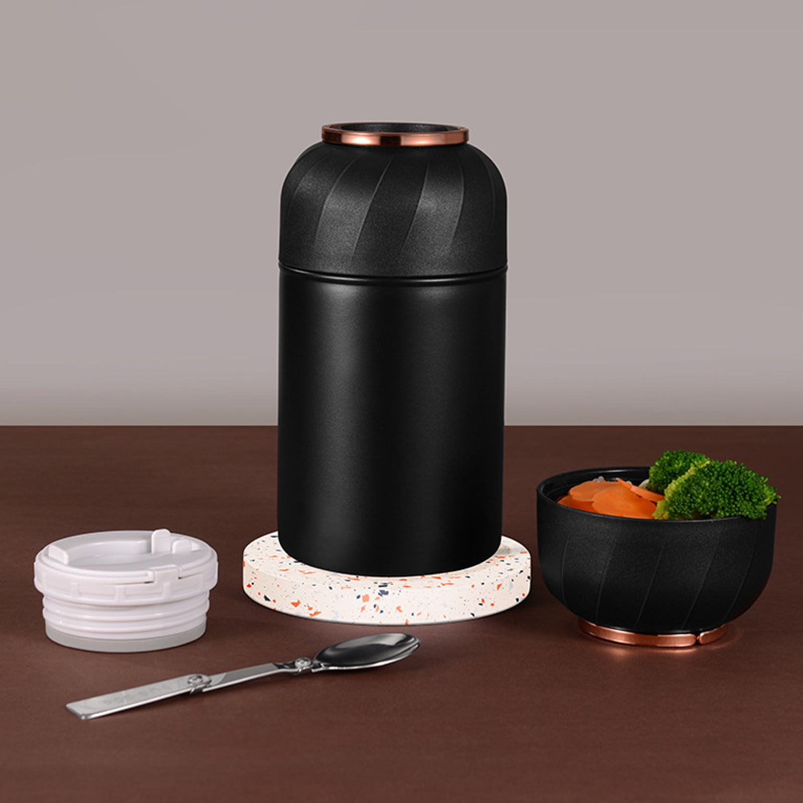 Hariumiu Insulation Pot with Collapsible Spoon 1 Set 500ml/850ml/1050ml ...