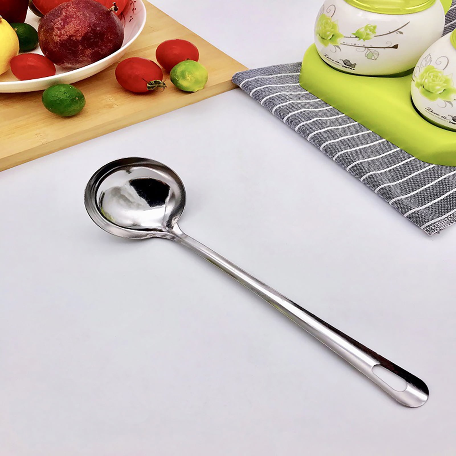 Hariumiu 9.5" Stainless Steel Soup Ladle & Slotted Colander Spoon Set ...