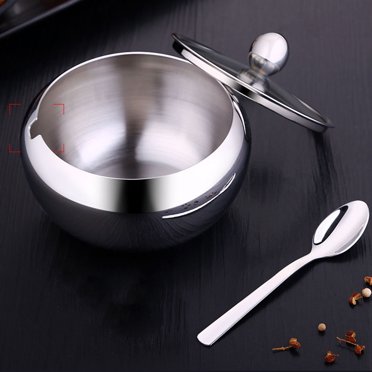 Ceramics Salt Bowls, 8 Ounce Sugar Bowl with Crystal Lid and Spoon for ...