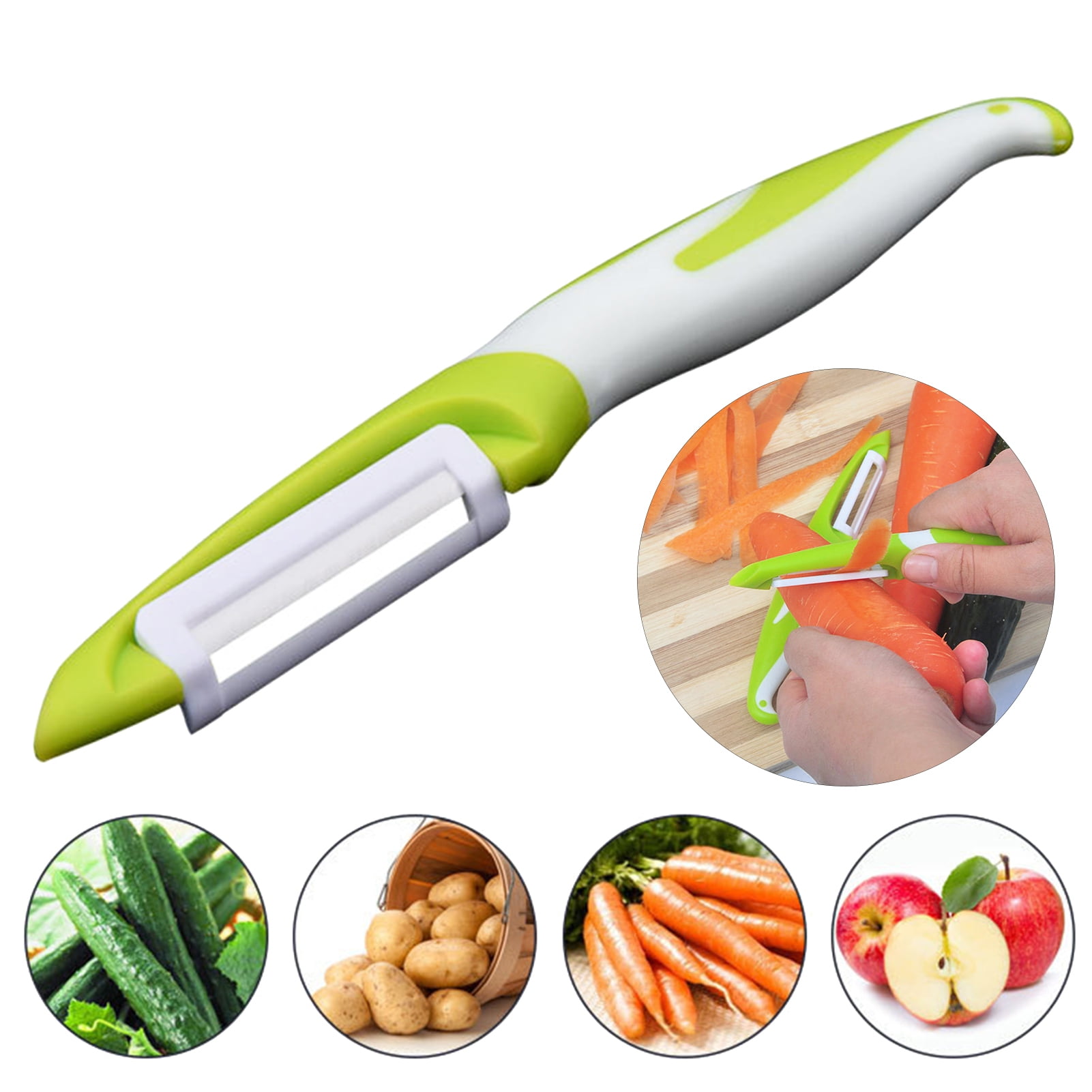 Hariumiu Kitchen Vegetable Peeler Ceramic Peeler Ergonomic Curved ...
