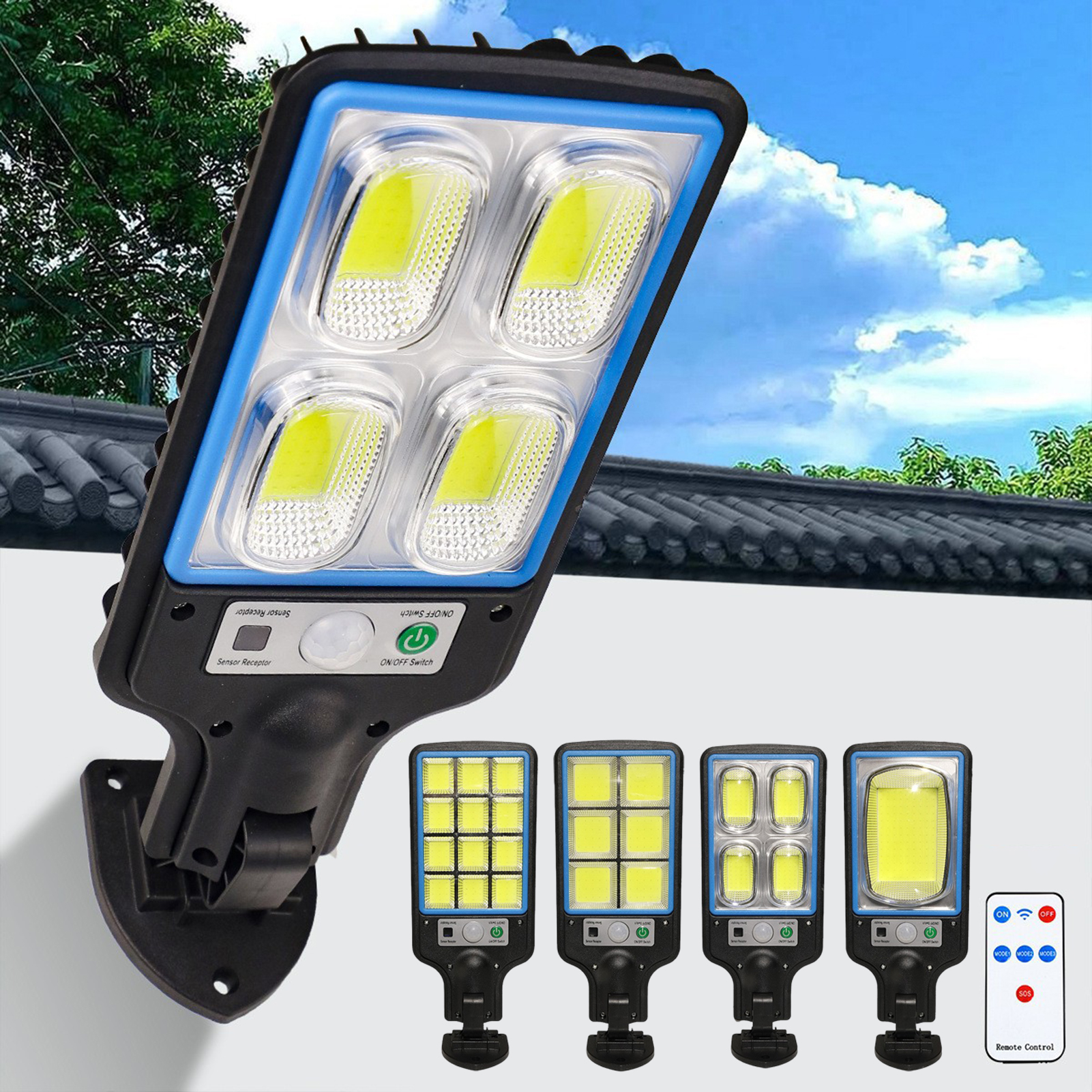 Hariumiu LED Wall Lamp Motion Sensor Solar Powered Light Remote Control ...