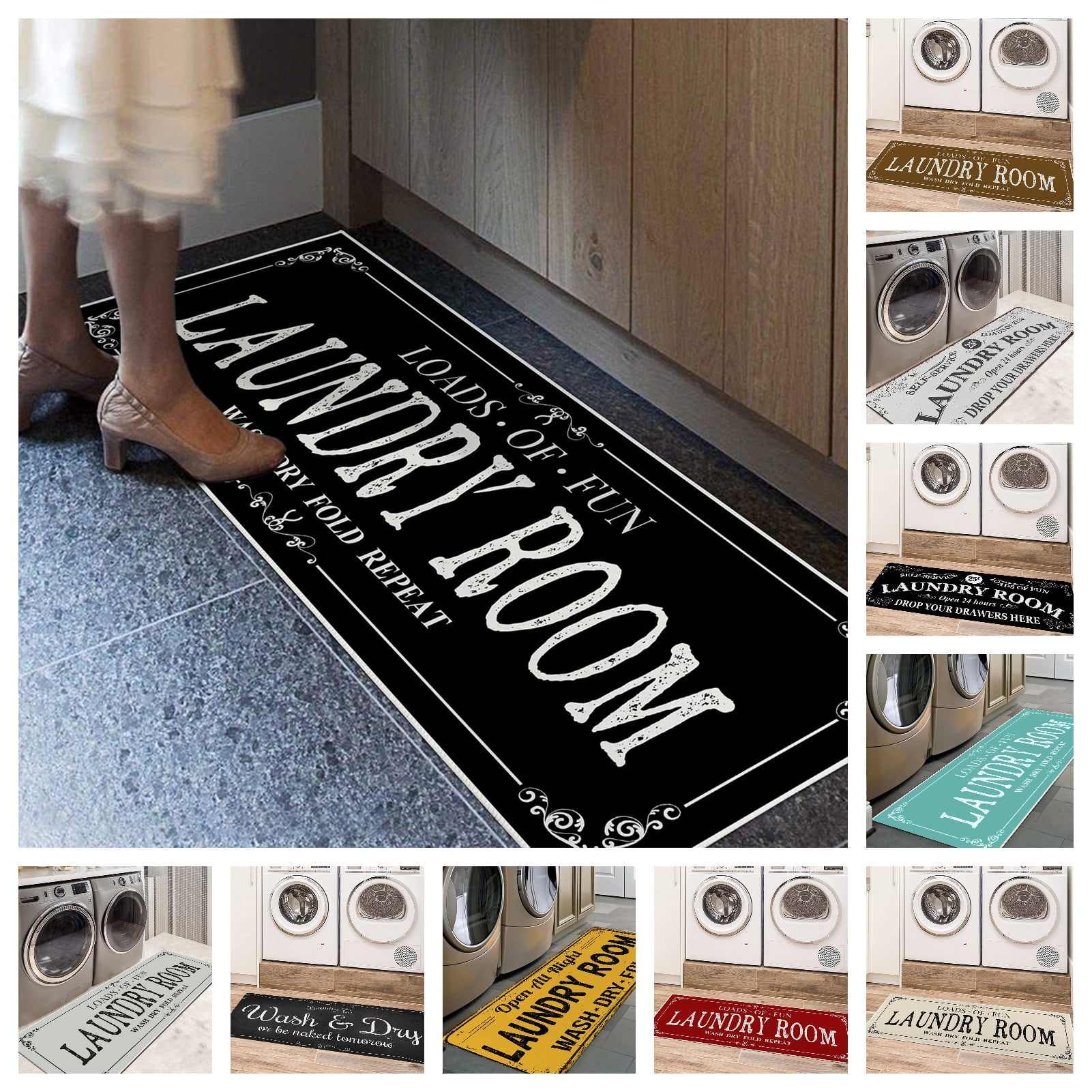Hariumiu Laundry Room Rug Runner Non-slip Backing Super Soft Water ...