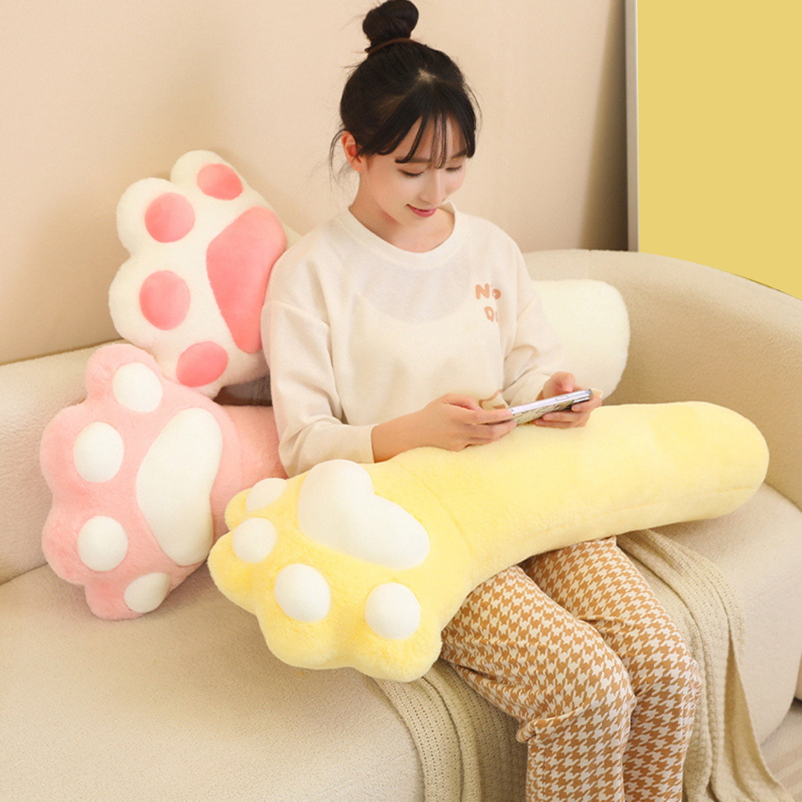 Hariumiu Leg Pillow for Side Sleepers Long Cat Paw Pillow Elastic Fully ...