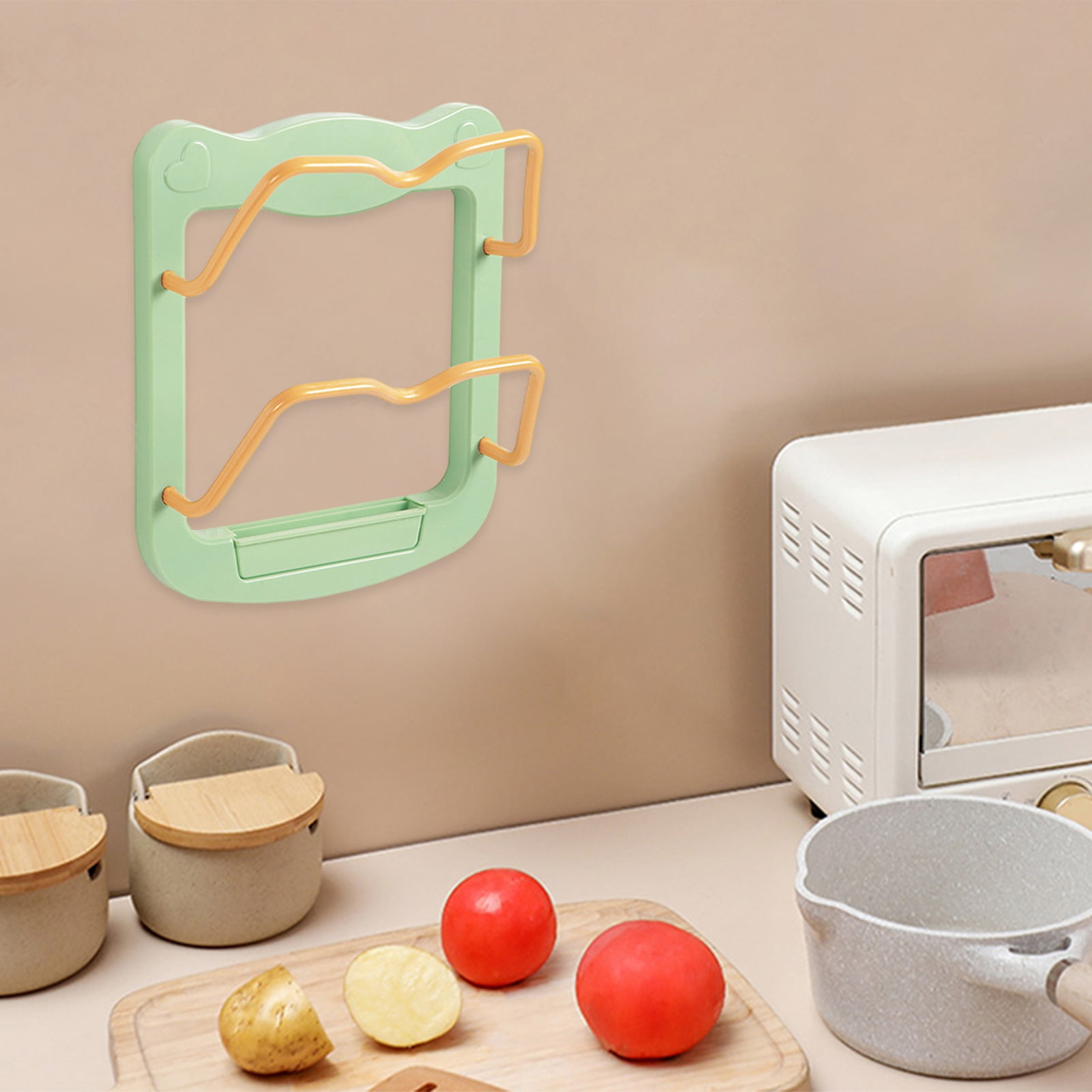 Hariumiu Lid Rack for Kitchen Pot Lid Shelf Wall Mounted 2 Layers ...