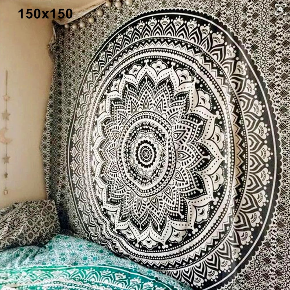 Hariumiu Mandala Tapestry Round Boho Beach Blanket Oversized Microfiber ...