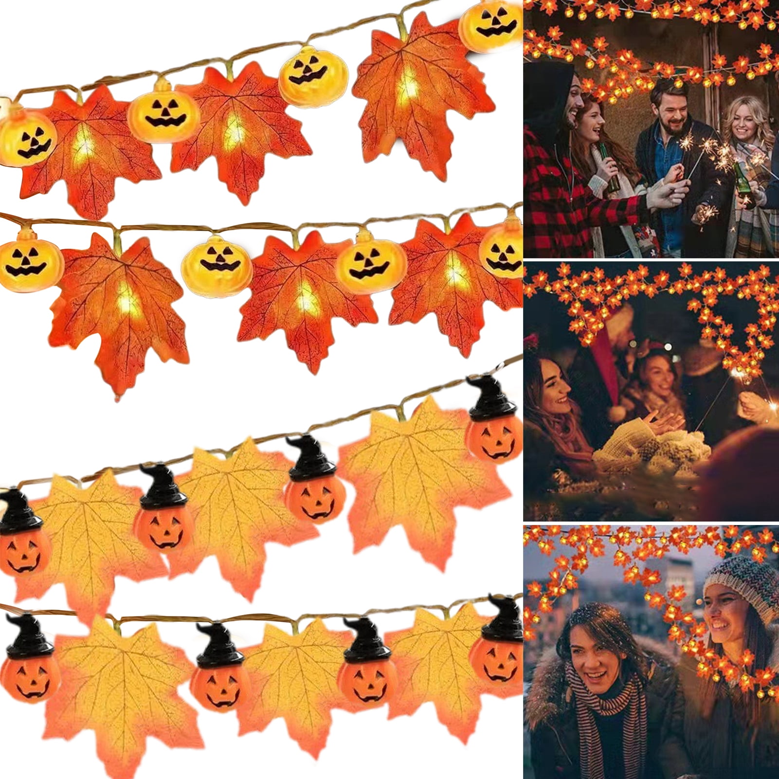 Hariumiu Maple Leaf LED String Light Waterproof Battery-Powered Indoor ...