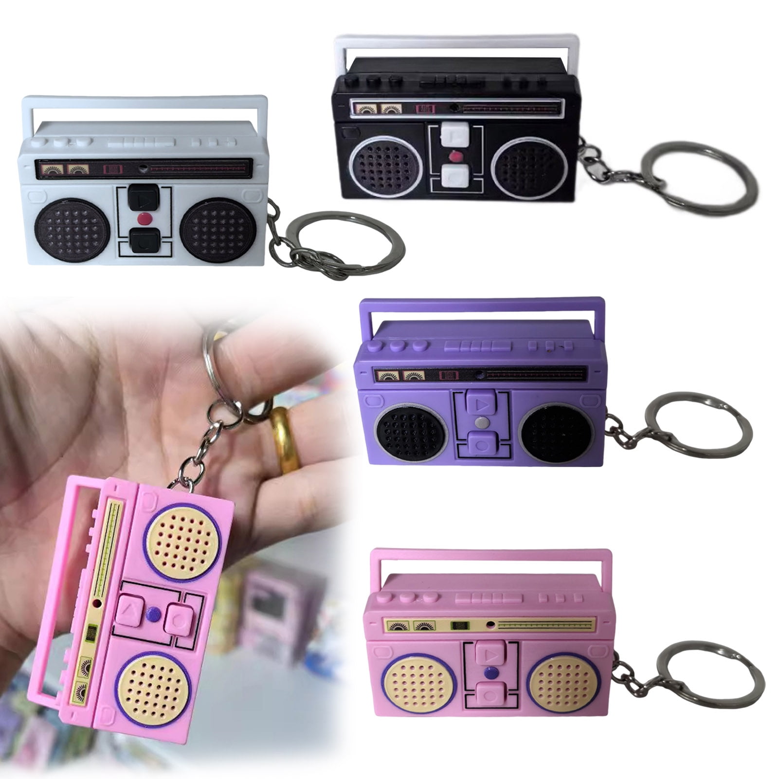 Hariumiu Mini Recorder Keychain Retro Tape Recorder Keychain Recordable ...