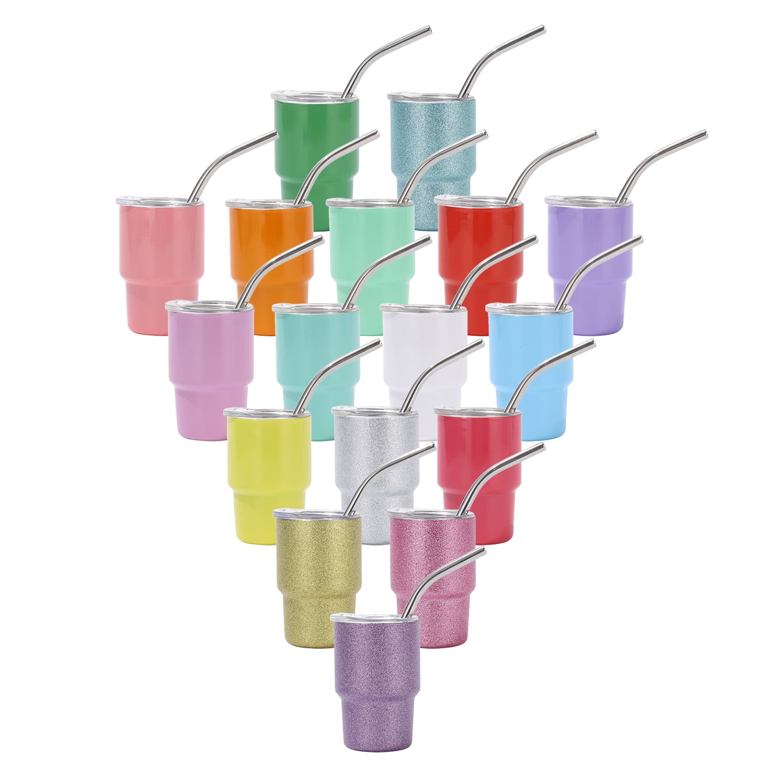 Hariumiu Mini Tumbler Shot Glass with Straw And Lid 3 Oz Stainless ...