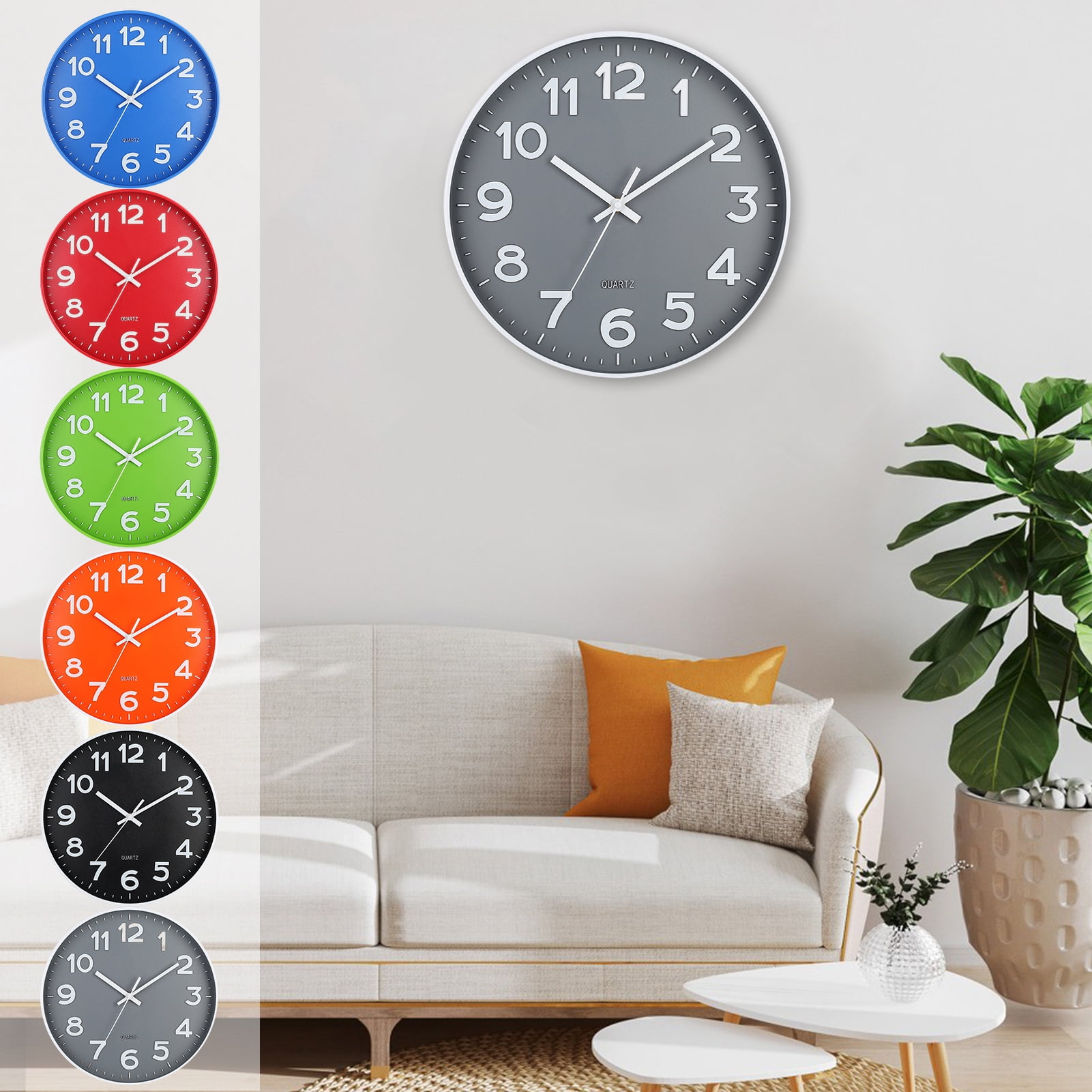 Hariumiu Modern Wall Clock Modern 12-inch Wall Clock Battery Operated ...