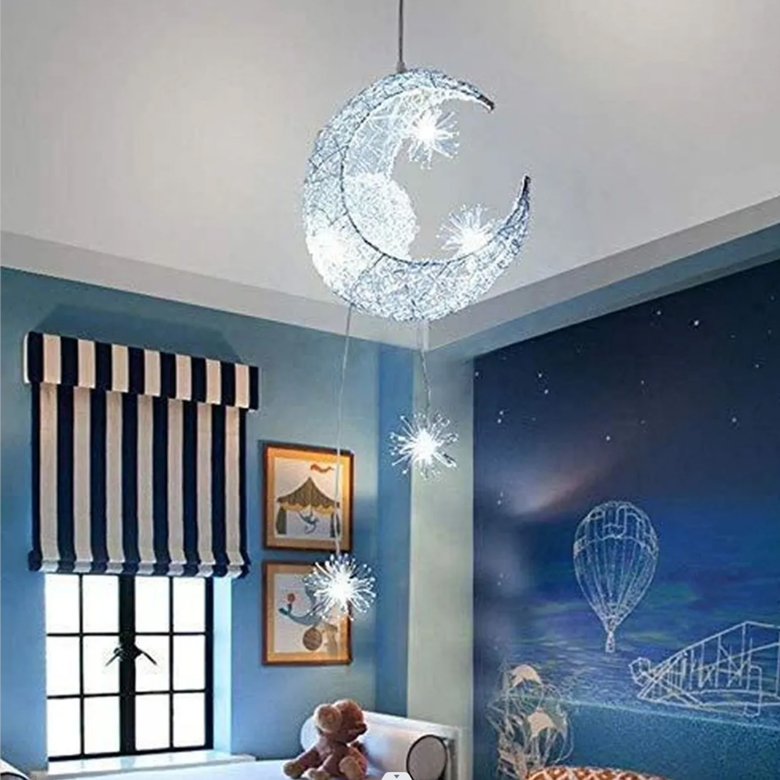 Hariumiu Moon Star LED Lamp Creative Shape Flicker-Free Energy-saving ...