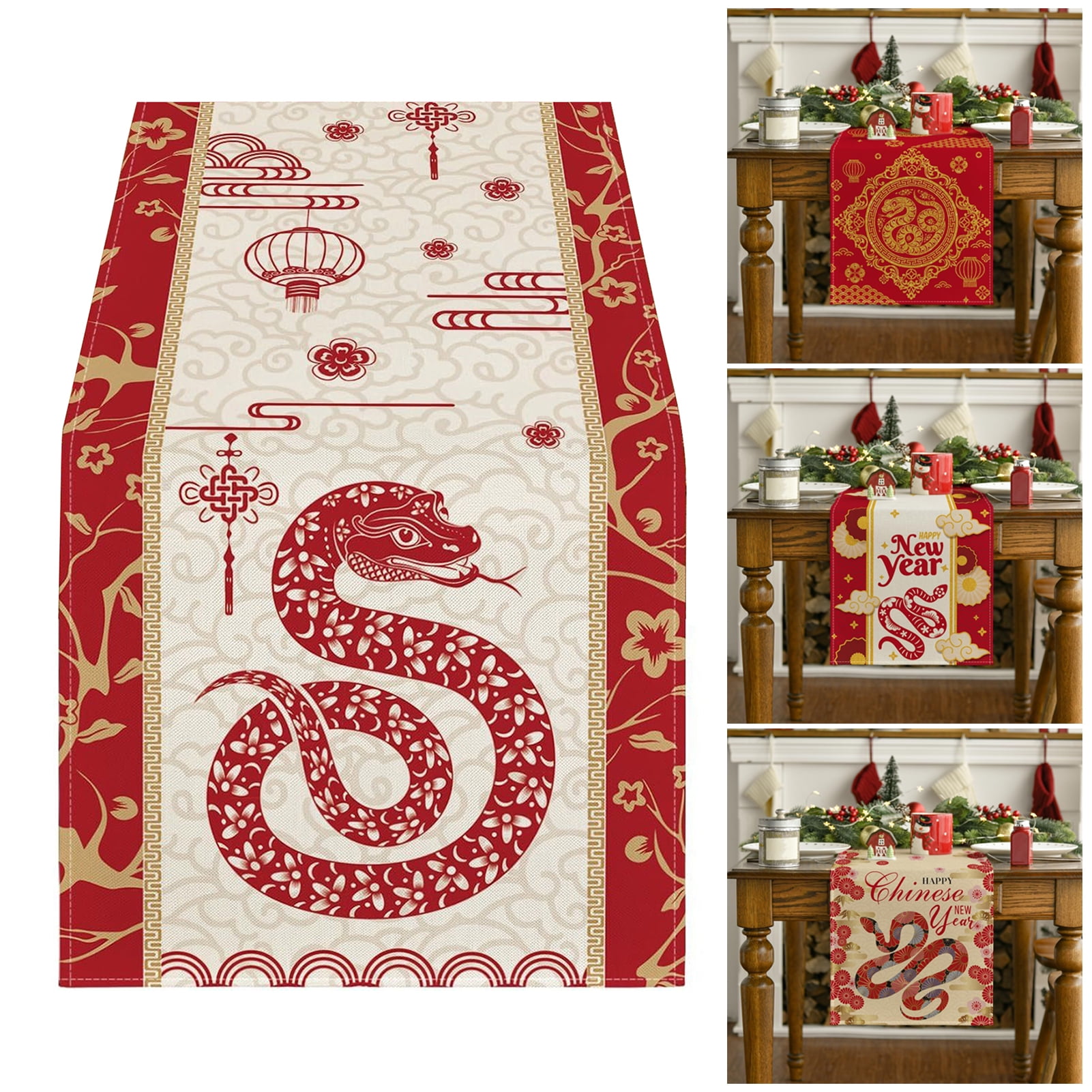Hariumiu New Year Table Flag Cartoon Snake Printing Spring Festival ...