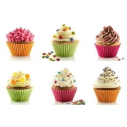 Silicone Cupcake Molds- 12 Pack Reusable Baking Muffin Cups, Non-Stick ...