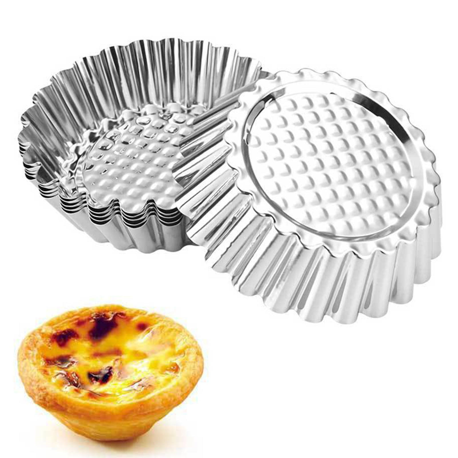 Hariumiu Non-stick Egg Tart Mold 2pcs Stainless Steel Egg Tart Mold ...