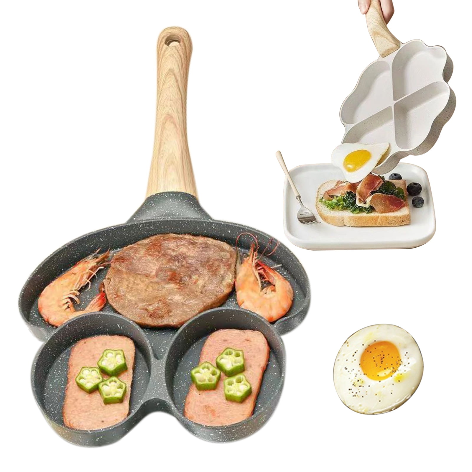 Hariumiu Omelette Pan 4-Cup Non-Stick Egg Frying Mold Heart-Shaped Mini ...