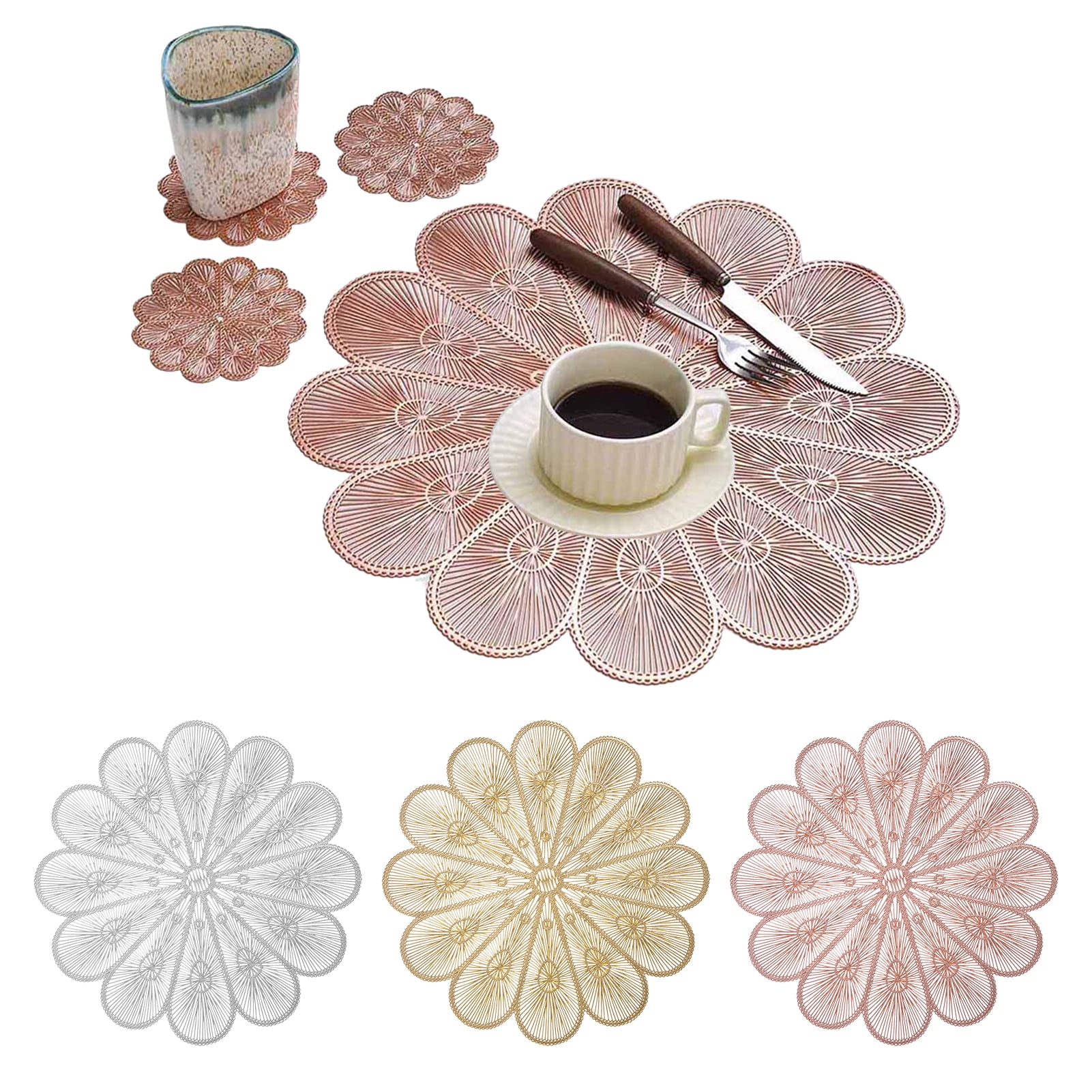 Hariumiu PVC Placemat Heat Insulation Table Mat Cup Pads Non-Slip ...