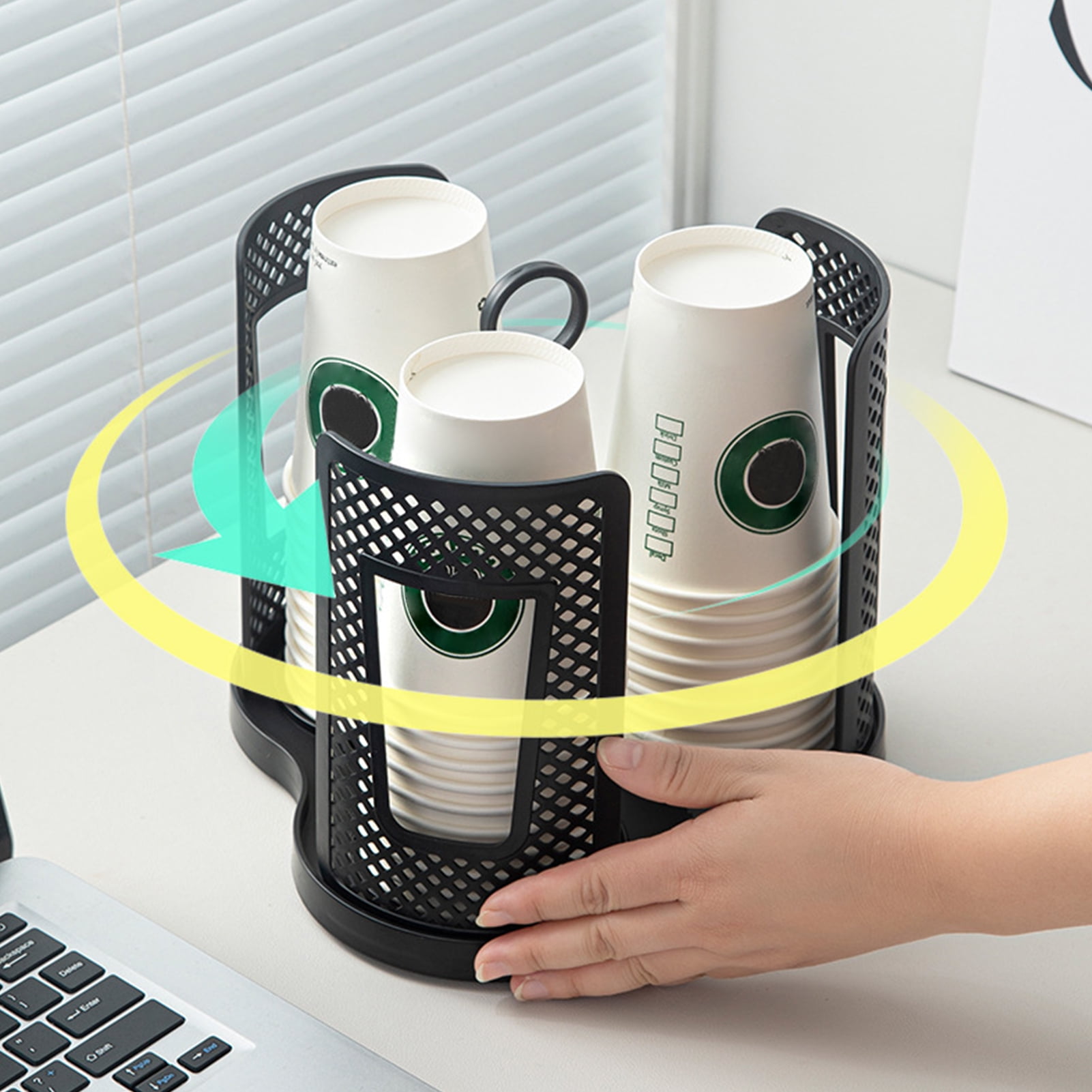 Hariumiu Paper Cup Holder Rotating Tray Cup Storage Dispenser with 3 ...