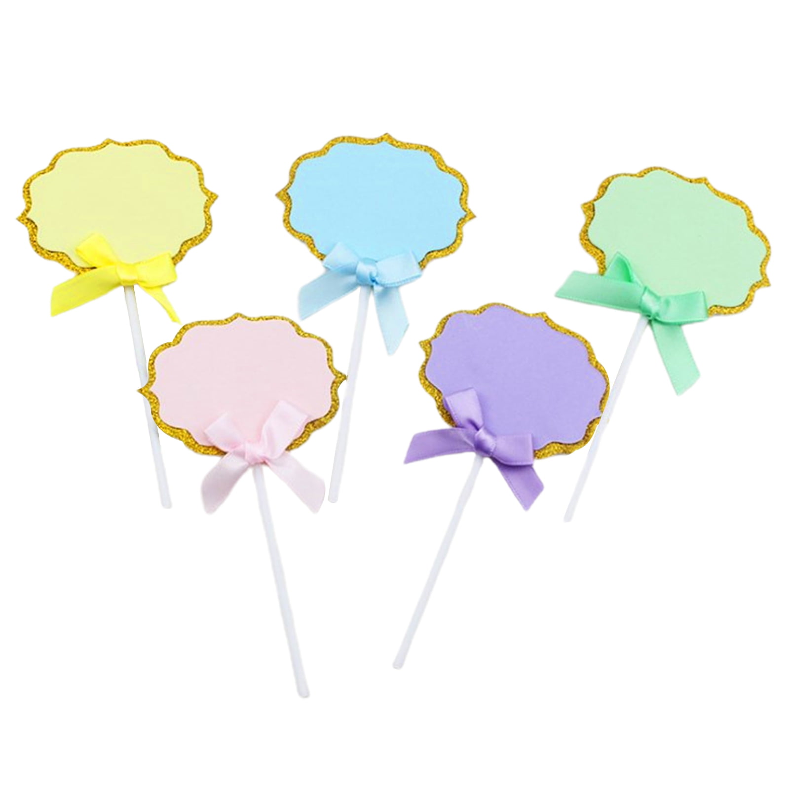 Hariumiu Party Cake Topper 50pcs/set Cupcake Topper with Ribbon Bowknot ...