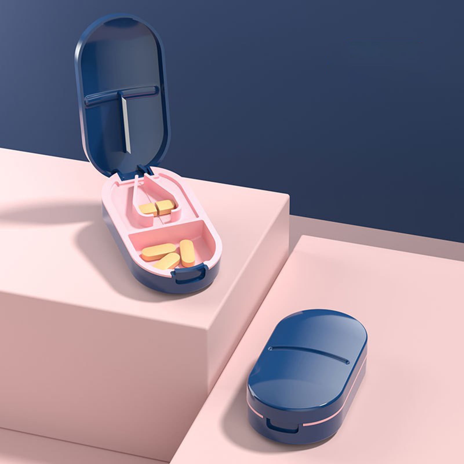 Hariumiu Pill Cutter Box Compact Size Good Sealing Detachable Food ...