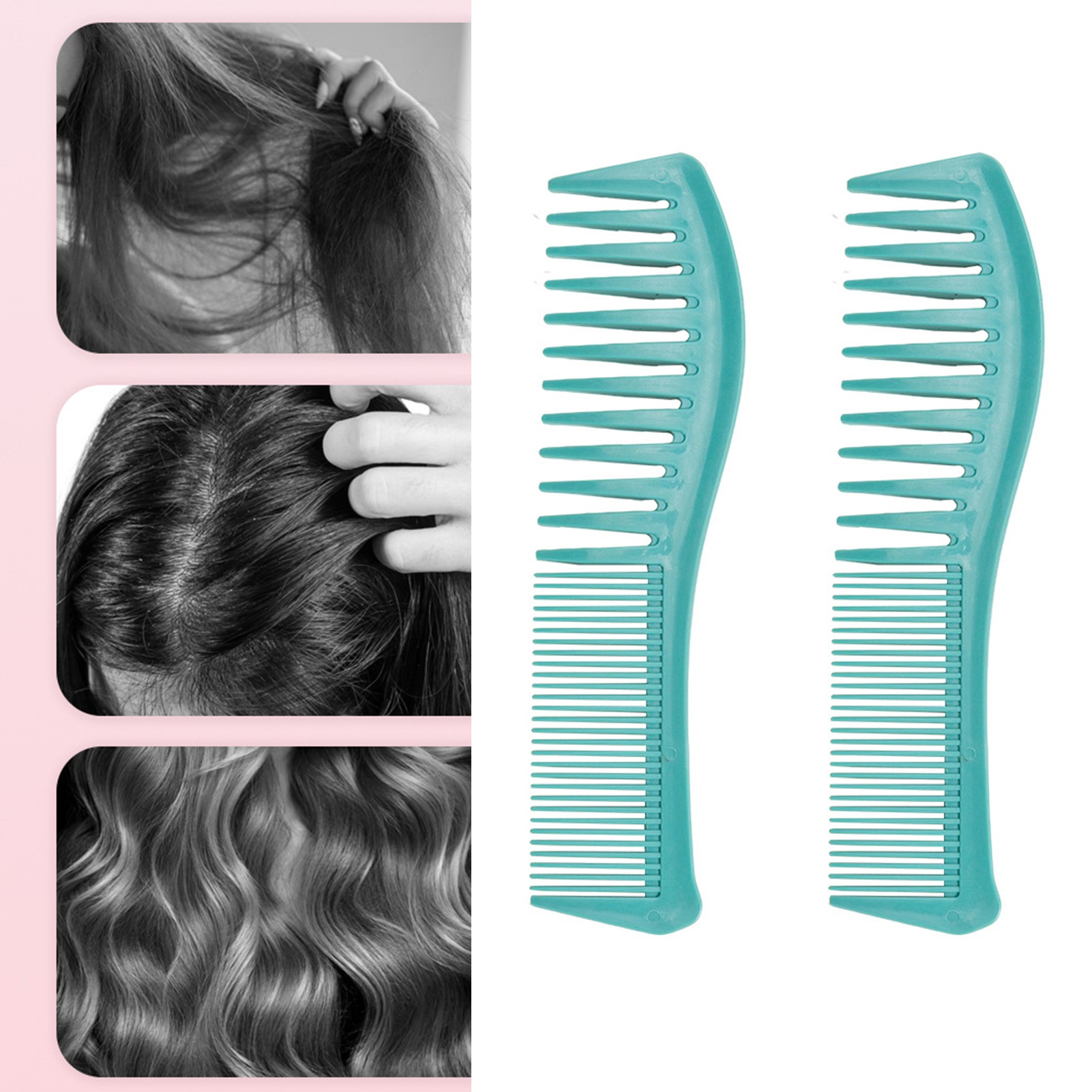 Hariumiu Plastic Hair Comb 2pcs Hair Comb Set Wide Fine Tooth Combs for ...