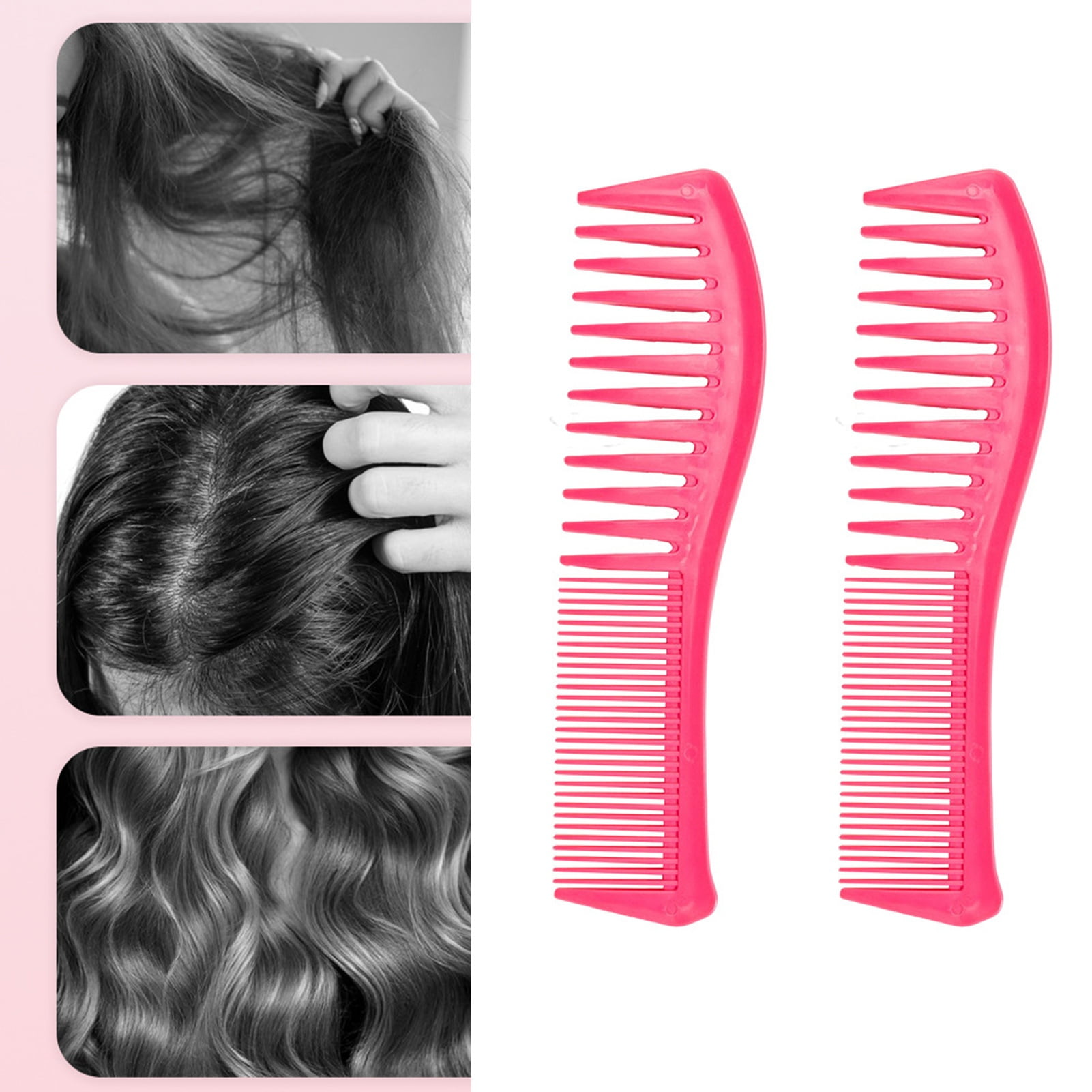 Hariumiu Plastic Hair Comb 2pcs Hair Comb Set Wide Fine Tooth Combs for ...