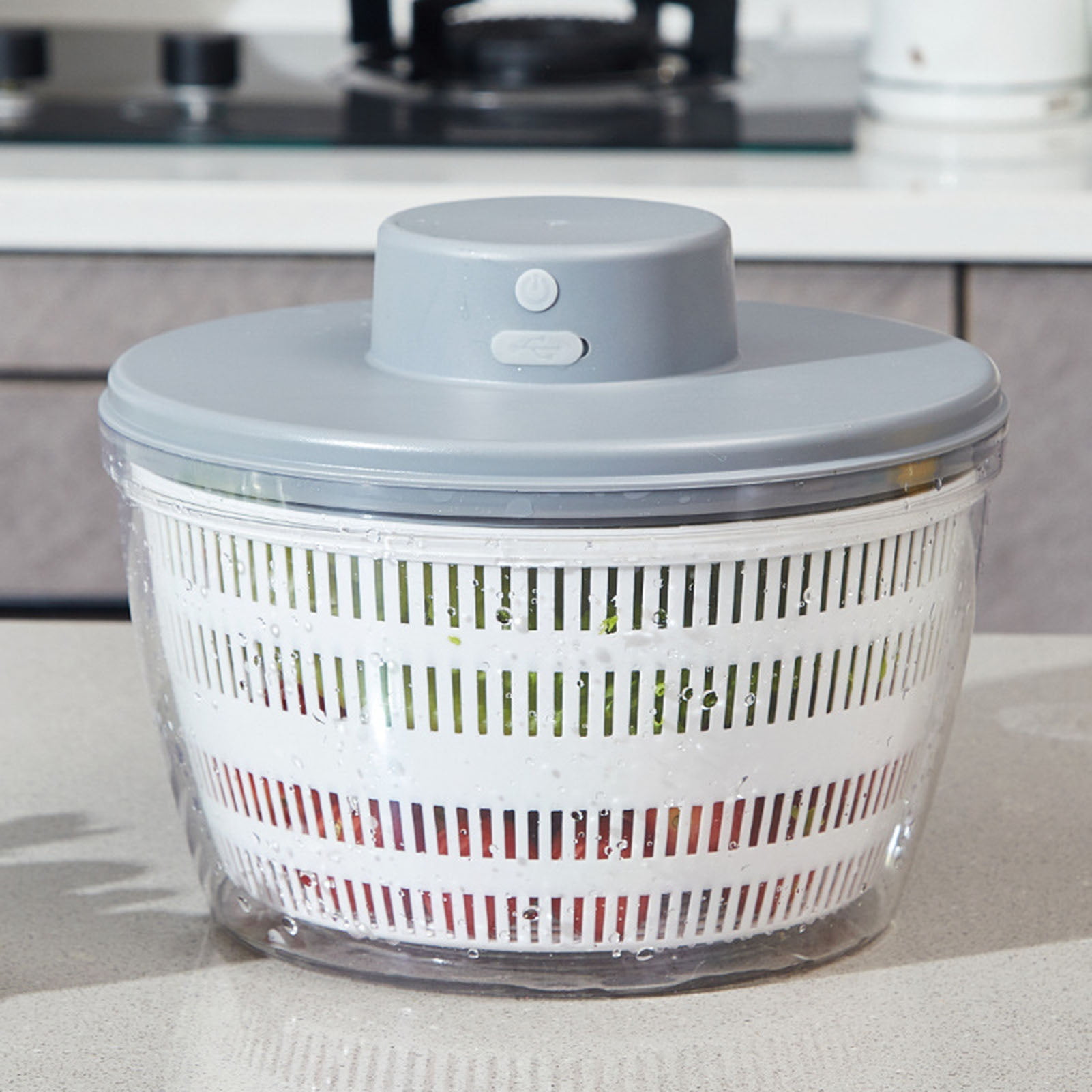 Hariumiu Removable Parts Salad Spinner 4l Electric Drain Basket Salad ...