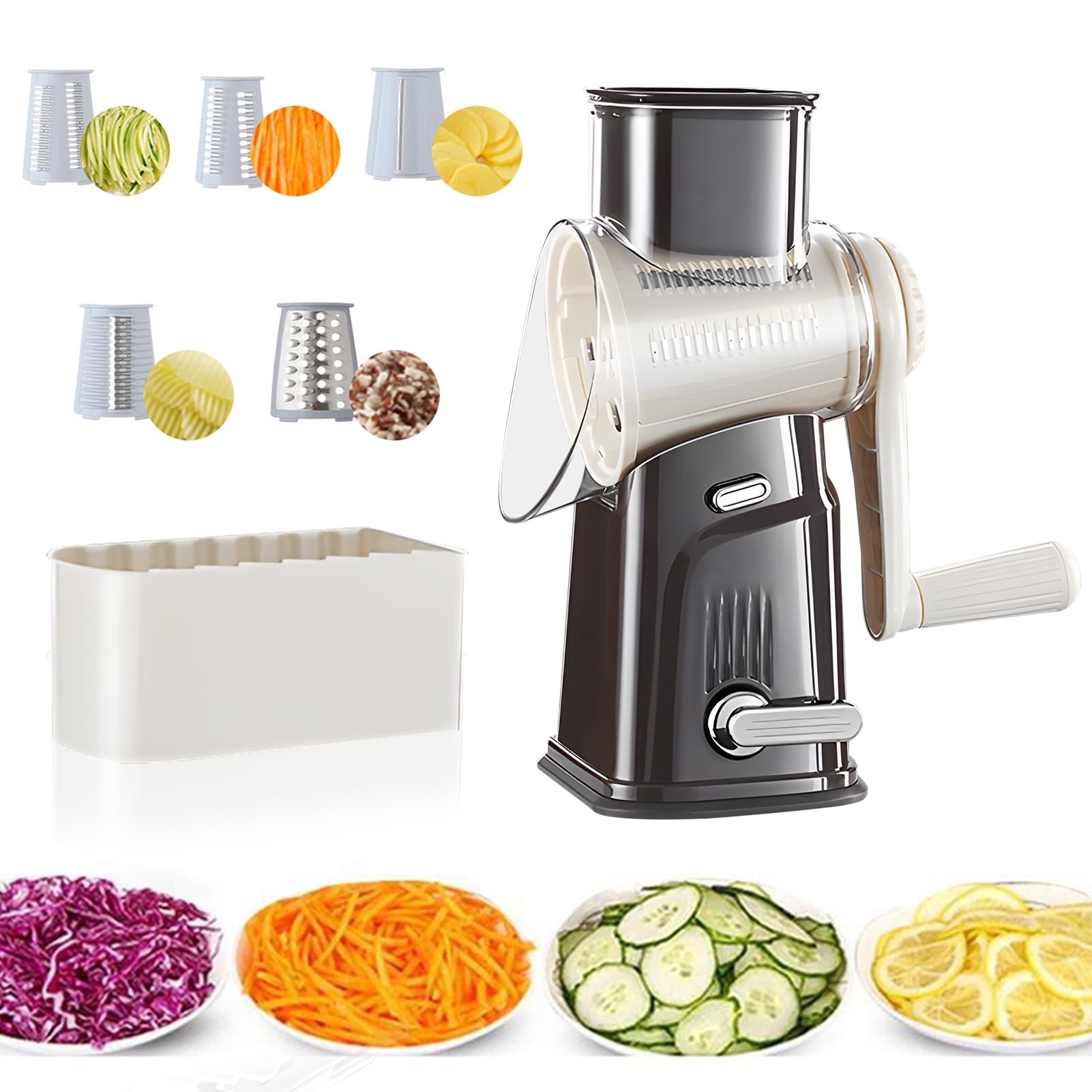 Hariumiu Rotary Cheese Grater Hand Crank 5-in-1 Shredder for Cheese ...