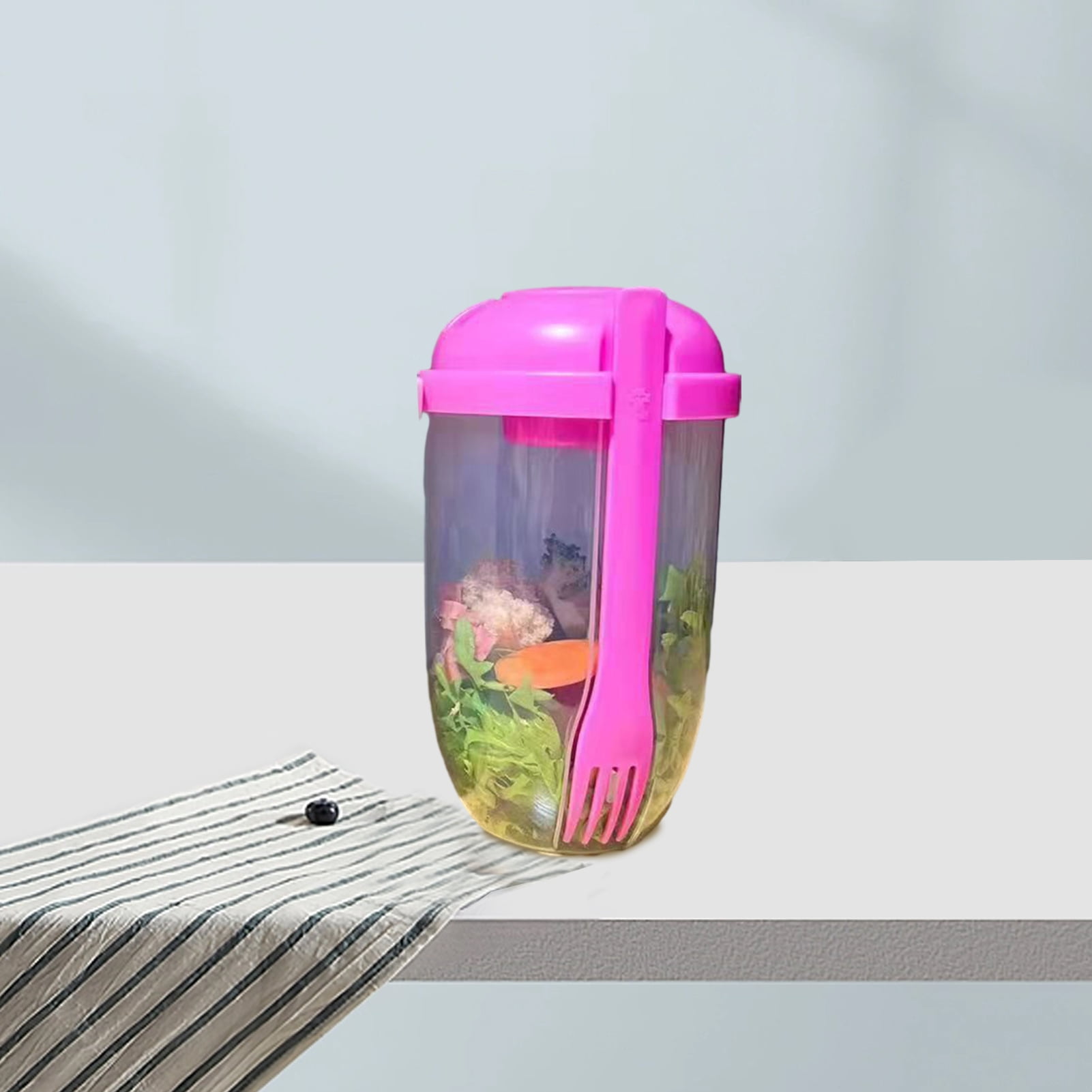 Hariumiu Salad Cup with Fork Transparent Body Salad Cup with Lid Fork ...