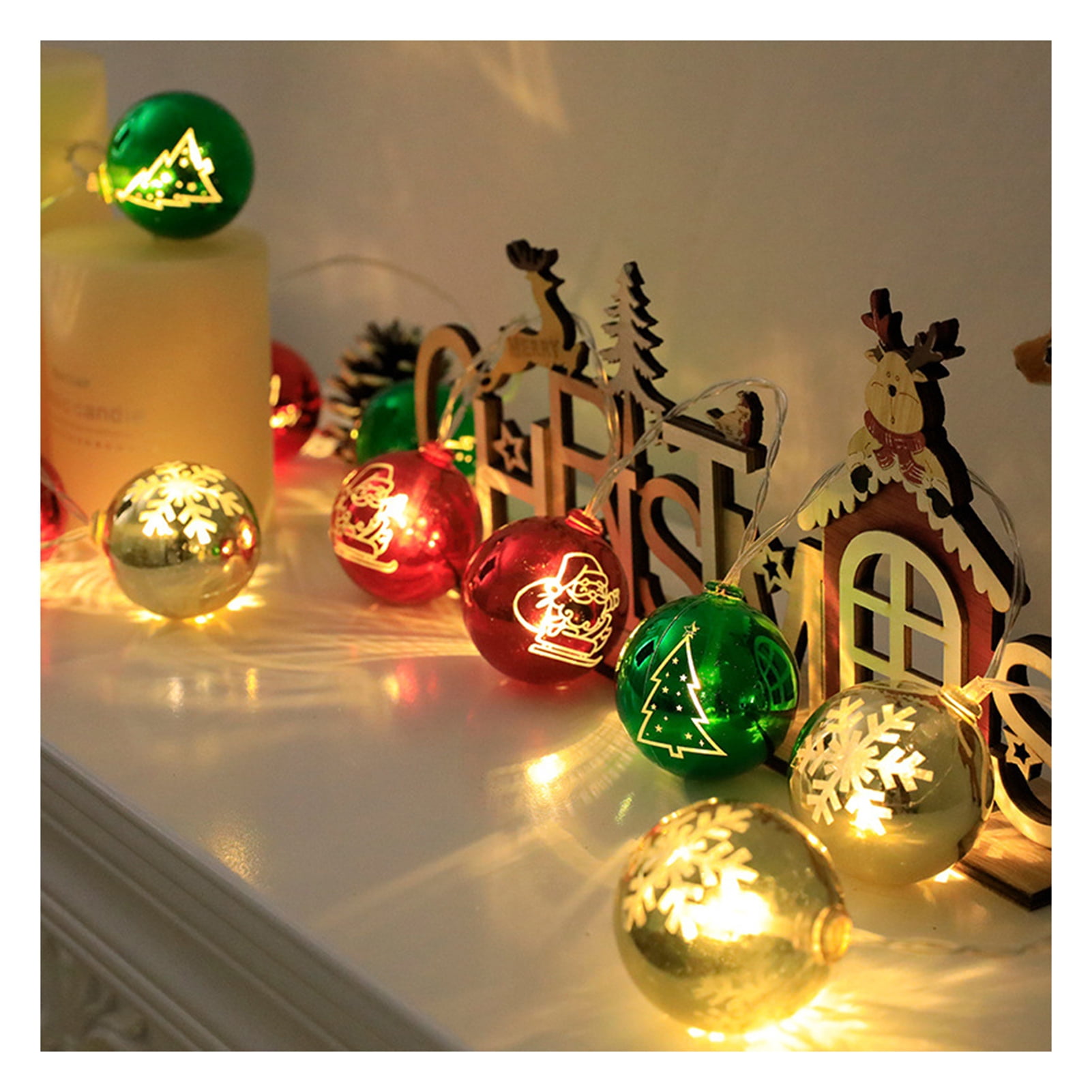 Hariumiu Santa Head Rope Lights Christmas Led Lights Santa Claus Theme ...