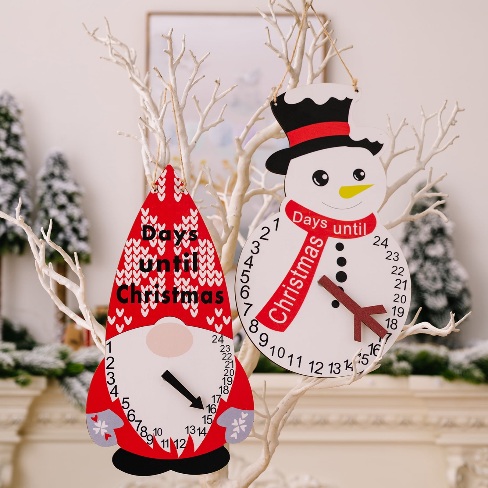 Hariumiu Santa Snowman Christmas Countdown 24 Days Pendant, Wooden ...