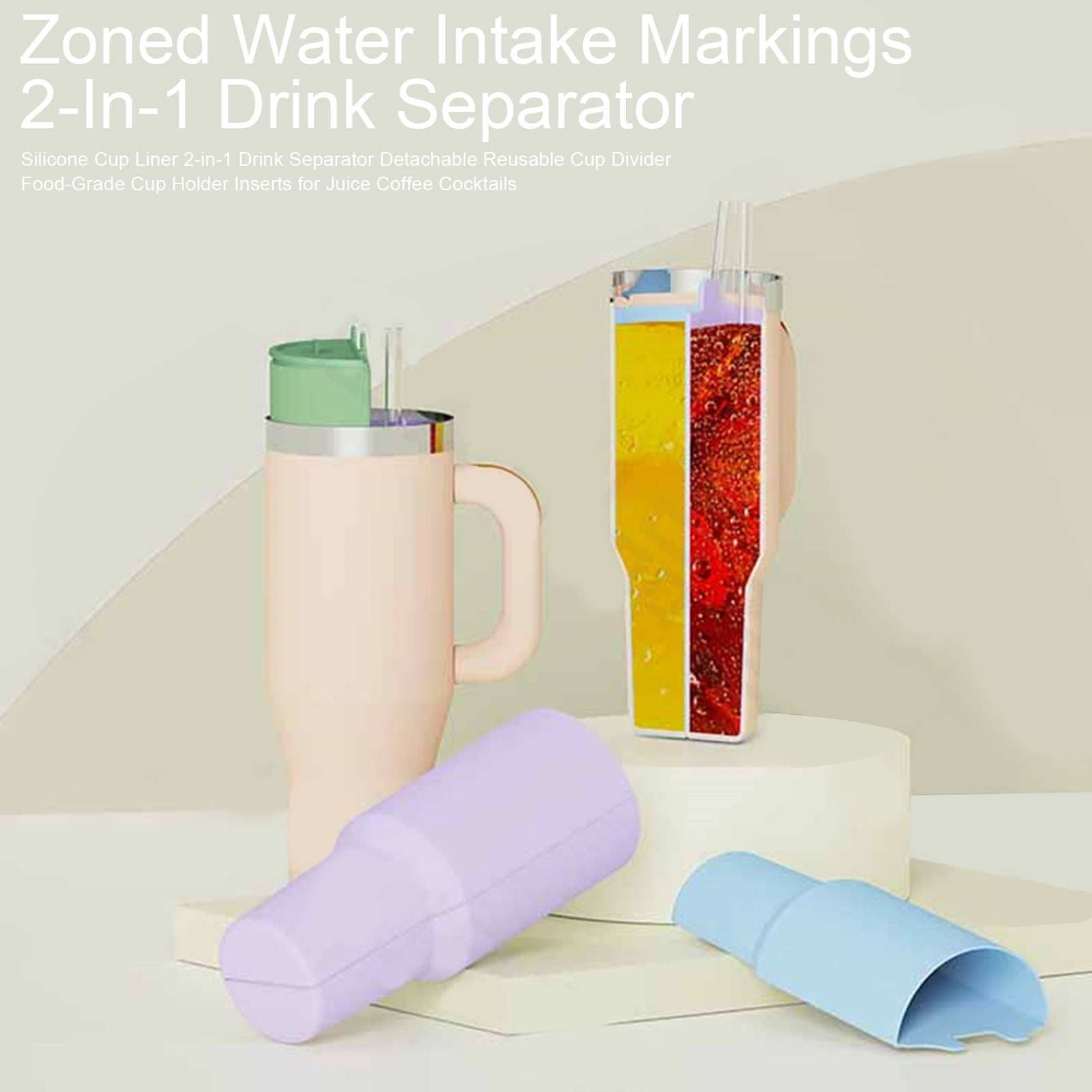 Hariumiu Silicone Cup Liner 2-in-1 Drink Separator Detachable Reusable ...