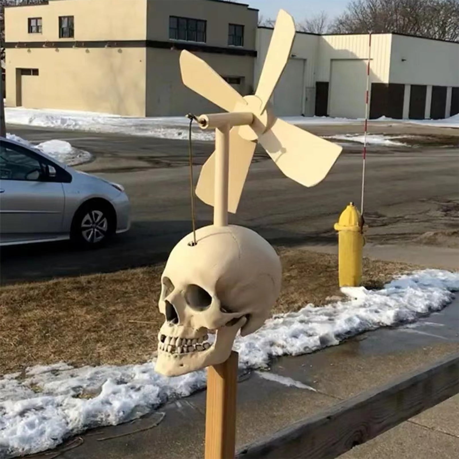 Hariumiu Skull Windmill Decoration Skull Windmill Spooky Halloween Yard ...