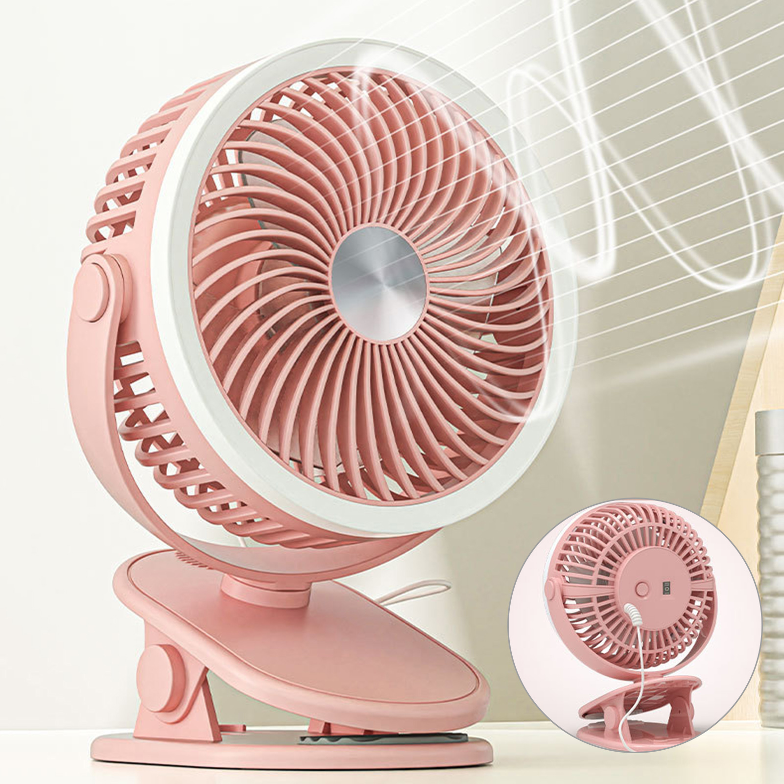 Hariumiu Standable Cooling Fan 2/3 Gears USB Portable Fan - 720-Degree ...