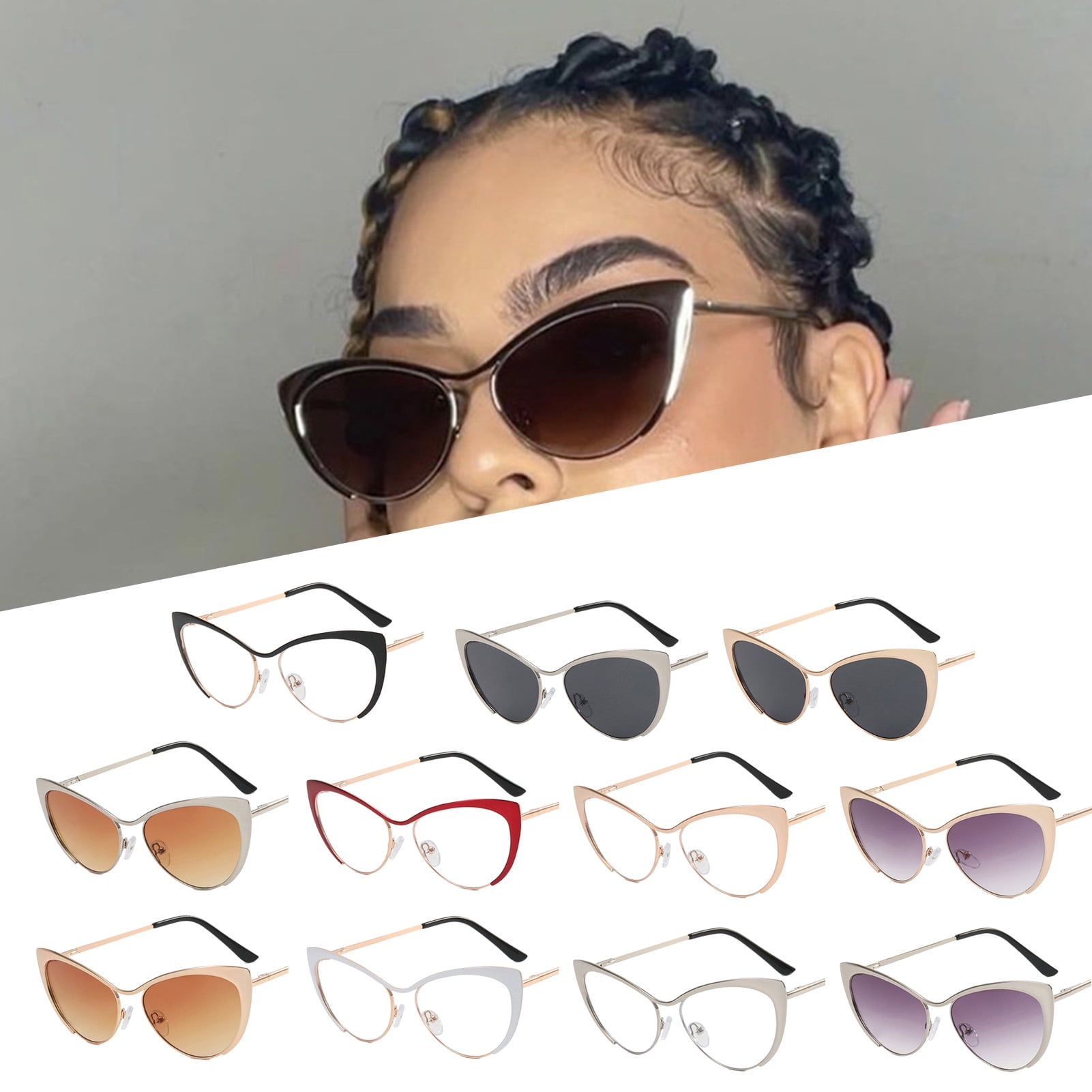 Hariumiu Sunglasses for Women Luxury Sunscreen Oval Metal Frame Outdoor ...