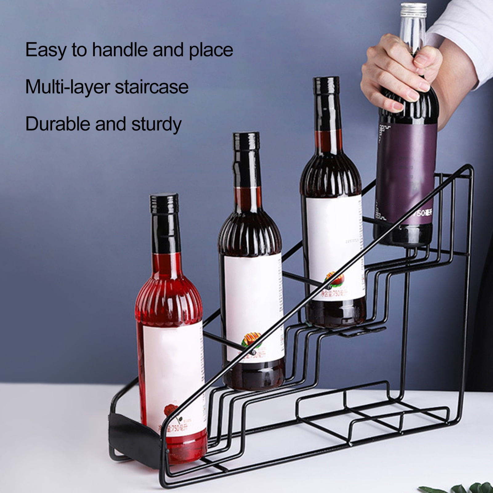 Hariumiu Syrup Bottle Organizer Metal Coffee Syrup Rack Storage 4 ...