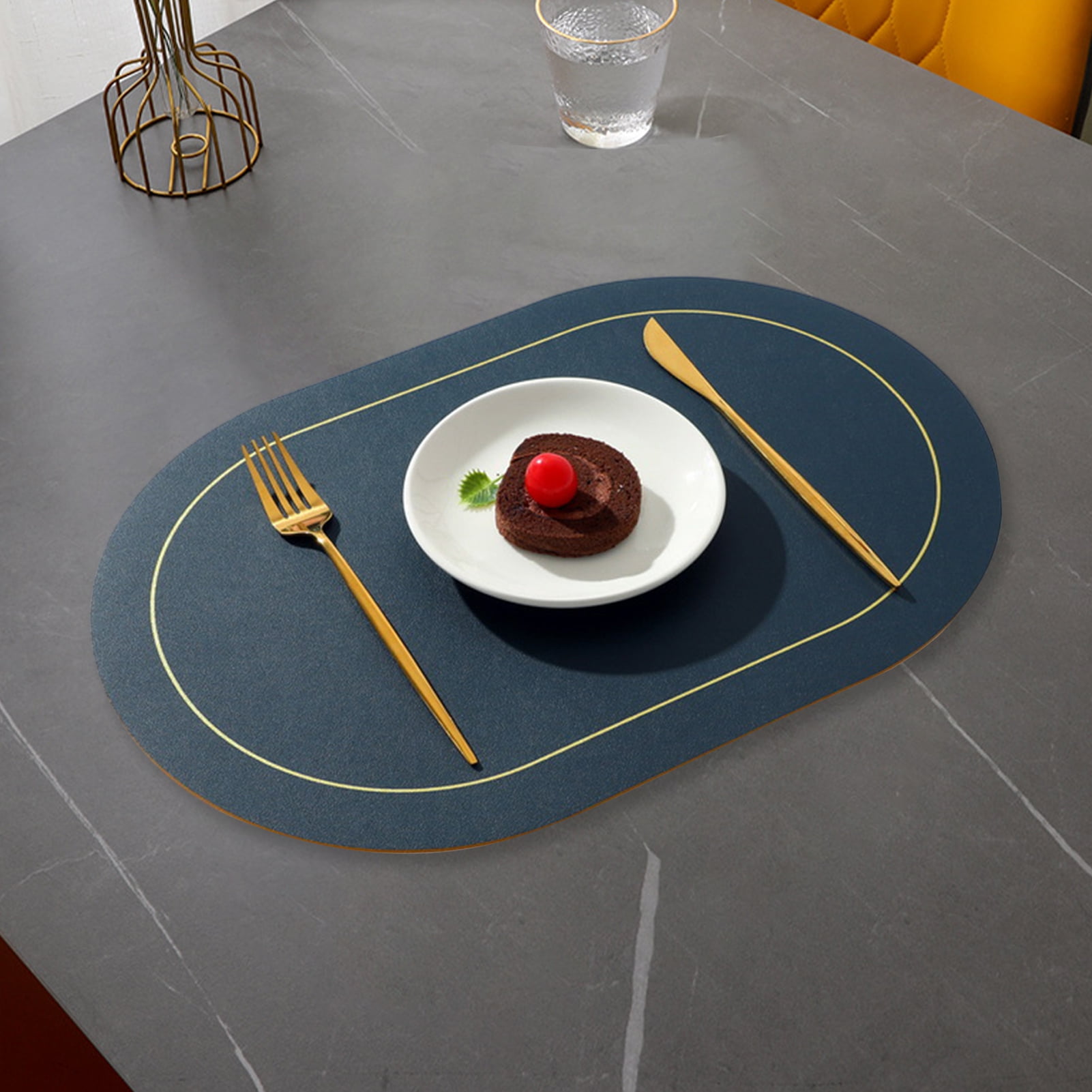 Hariumiu Table Placemat Insulation Pad Easy Clean Faux Leather Placemat ...