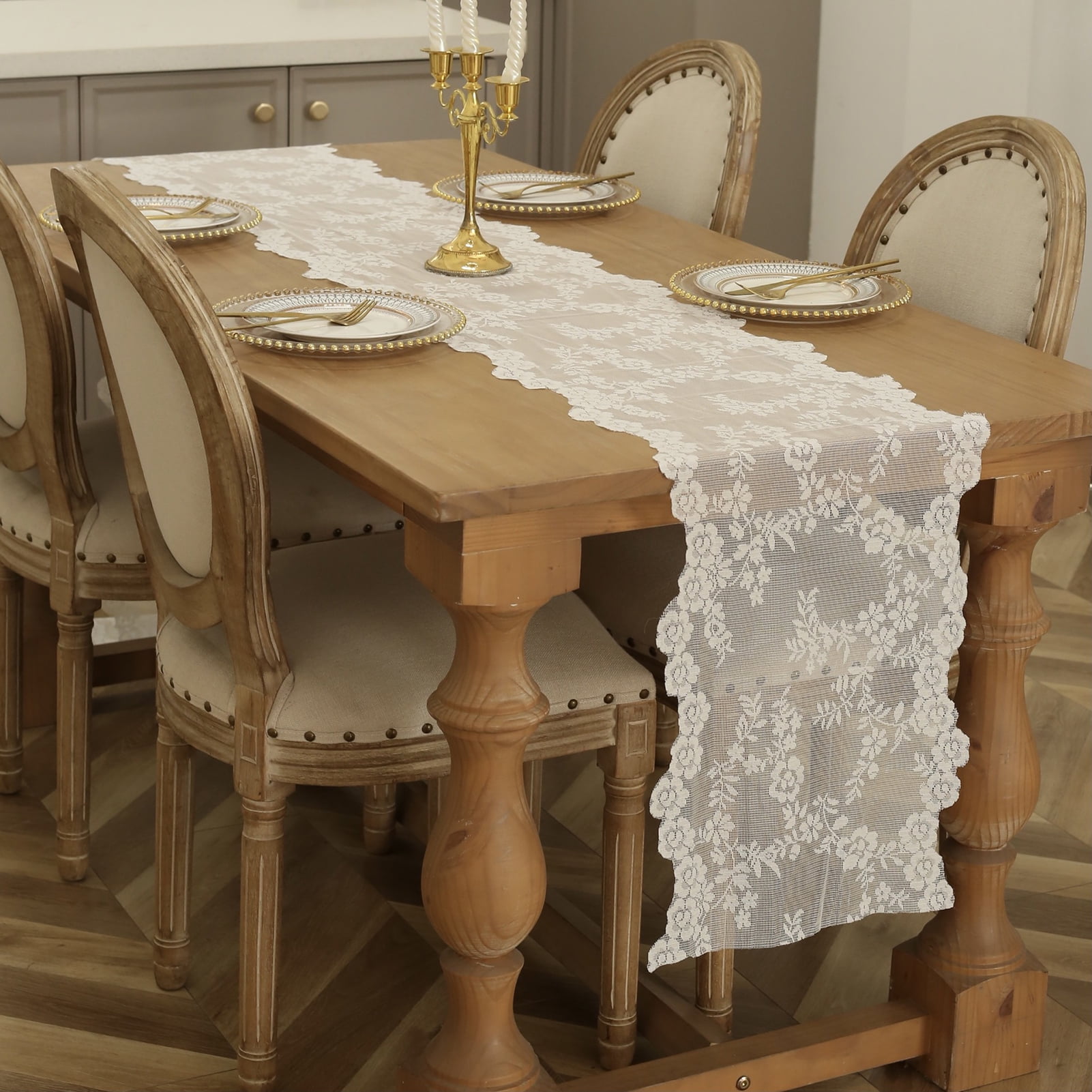 Hariumiu Table Runner Soft-touching Polyester Fiber Lace Flower ...