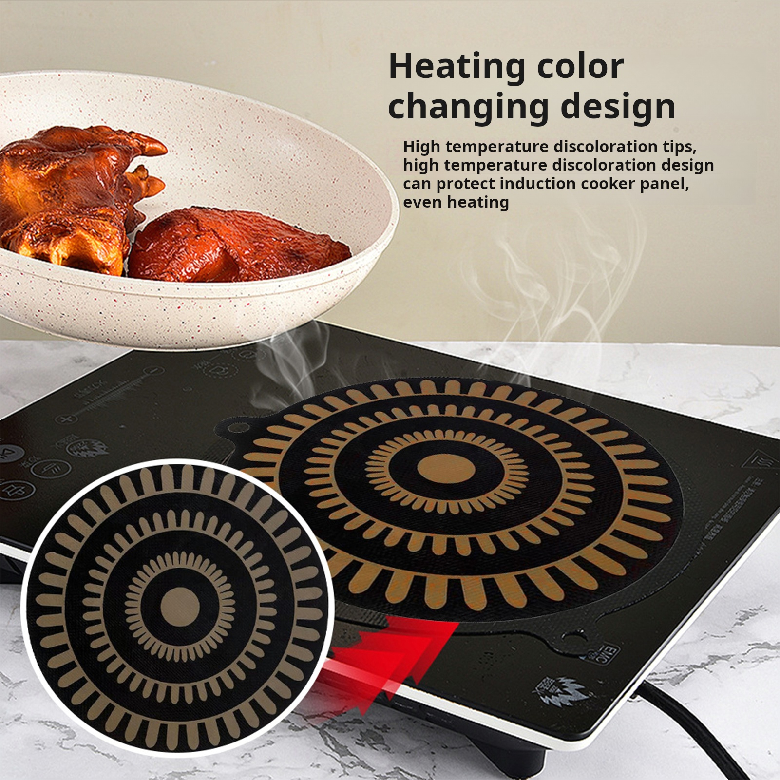 Hariumiu Thermochromic Silicone Induction Cooktop Protect Mat Heat ...
