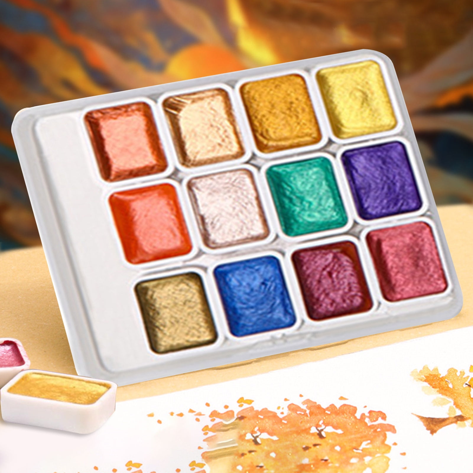 Hariumiu Transform Pearlescent Watercolor Paint Set 12 Colors Shimmer ...