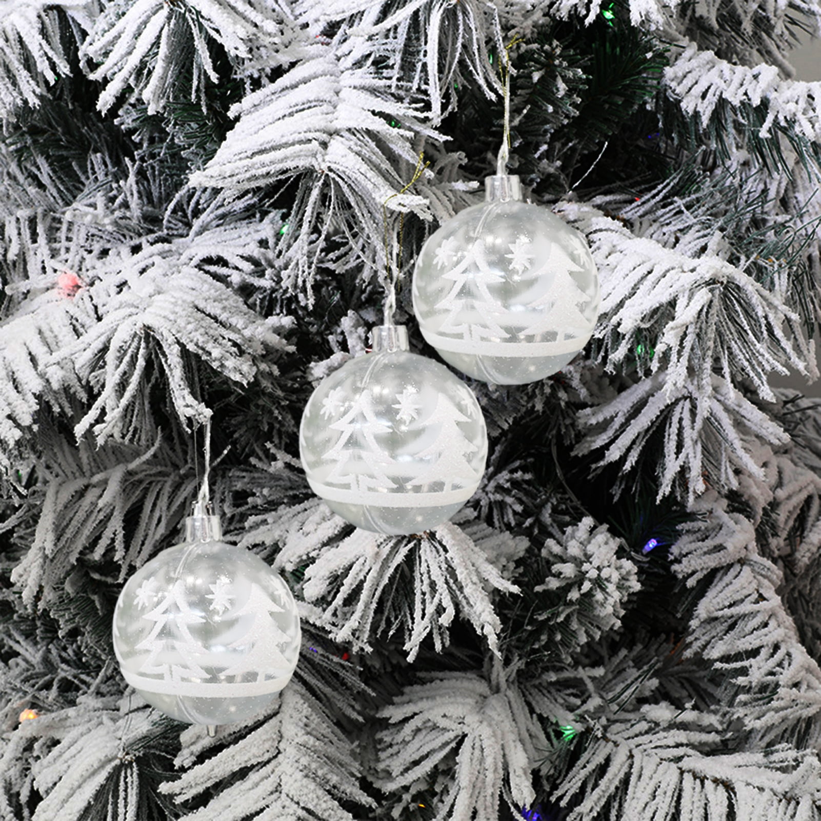 Hariumiu Transparent Christmas Balls 6pcs Christmas Ball Glitter White ...