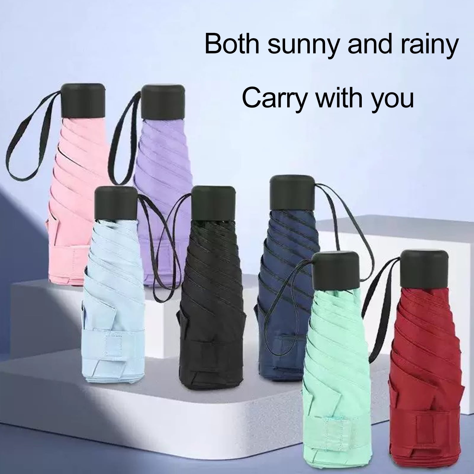 Hariumiu Travel Mini Umbrella UPF 50+ Sun Blocking UV Protection Five ...