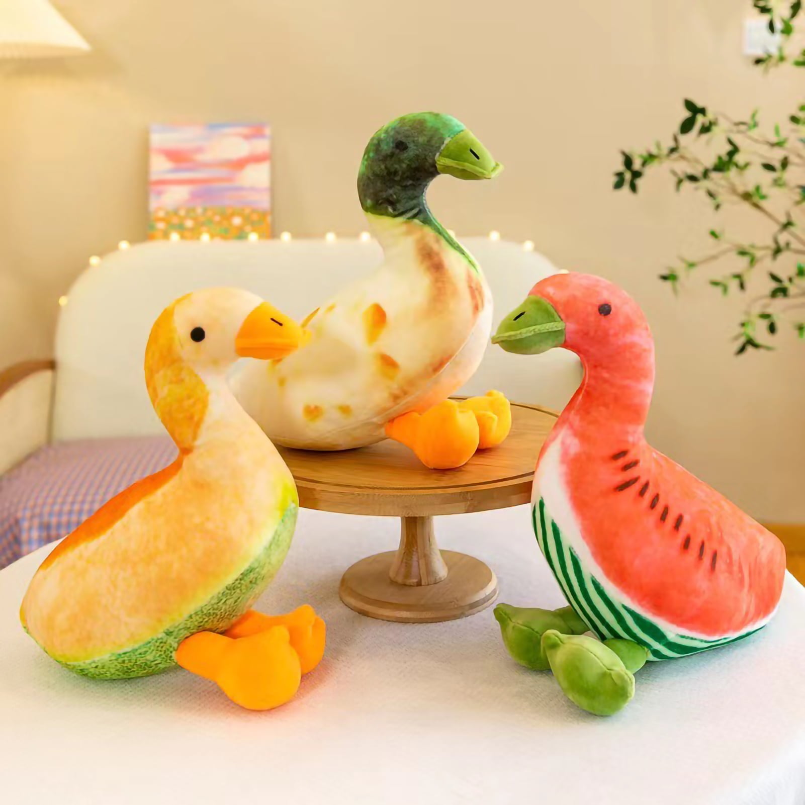 Hariumiu Valentines Day Decor 14.9" Melon Duck Plush Toy White Gourd ...