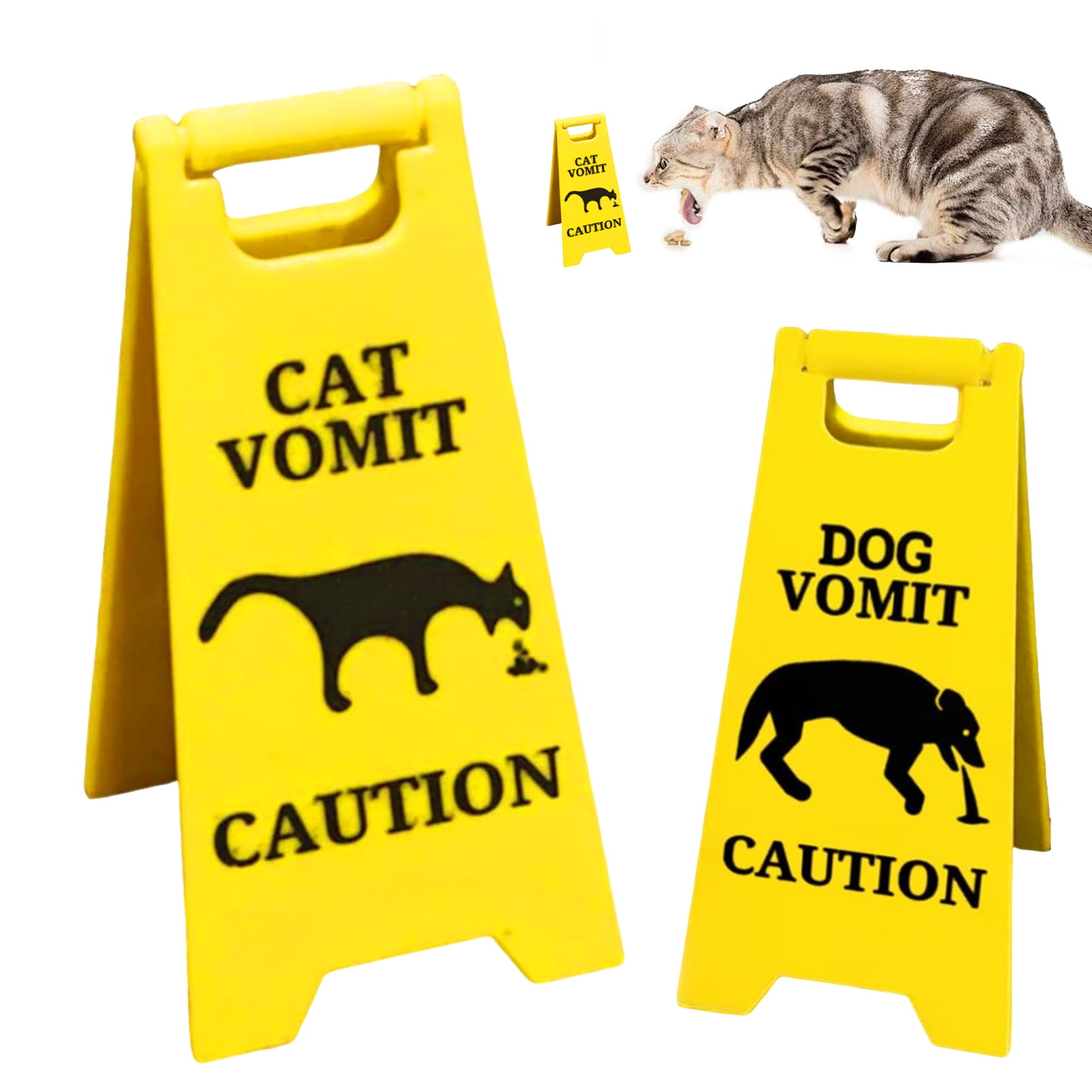 Hariumiu Vomiting Cat Sign Standing Dog Vomit Caution Sign Vomiting Cat ...