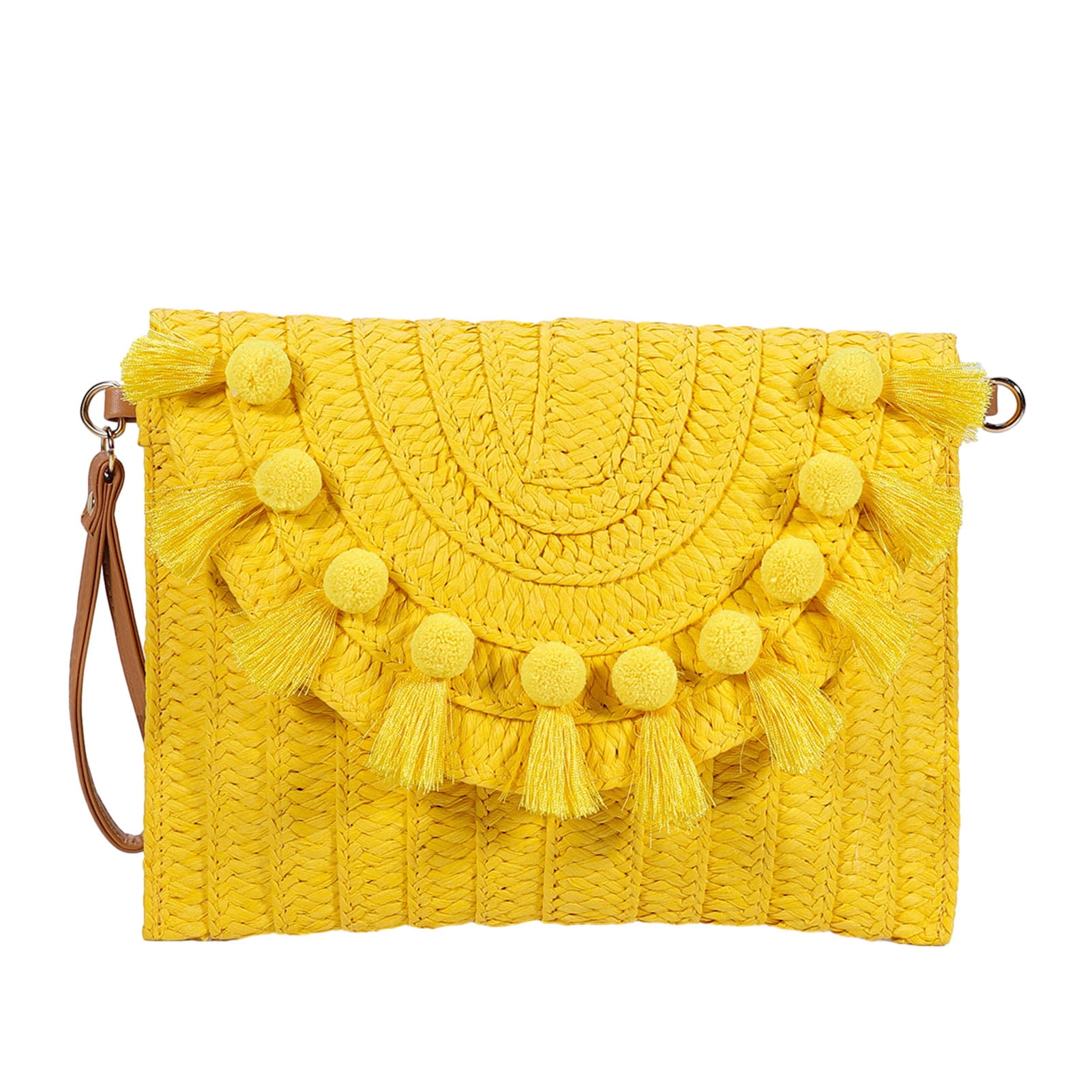 Hariumiu Women Envelope Wallet Handbag Straw Shoulder Bag Beach ...