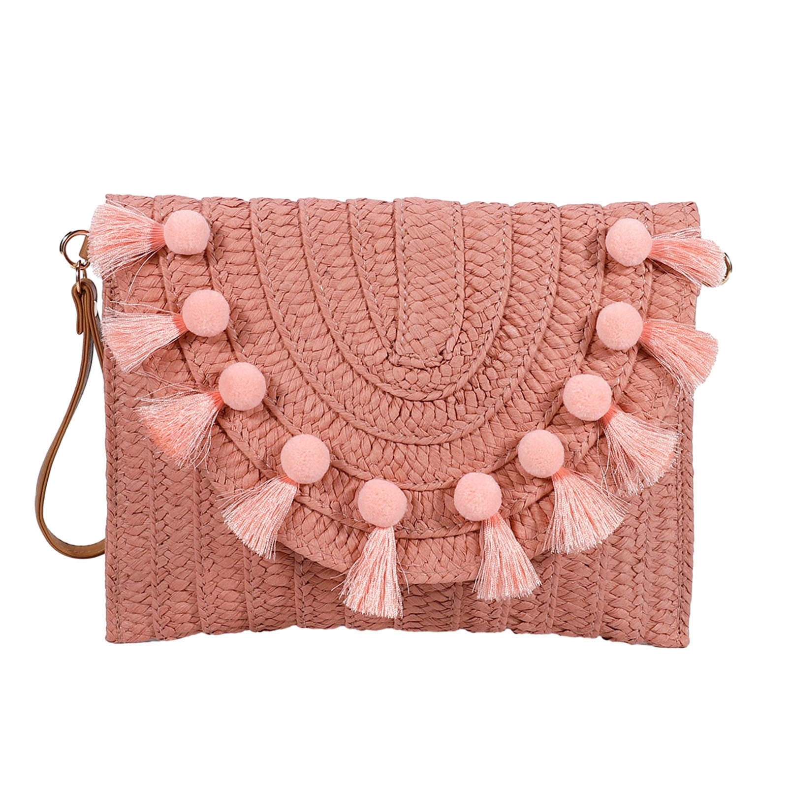 Hariumiu Women Envelope Wallet Handbag Straw Shoulder Bag Beach ...