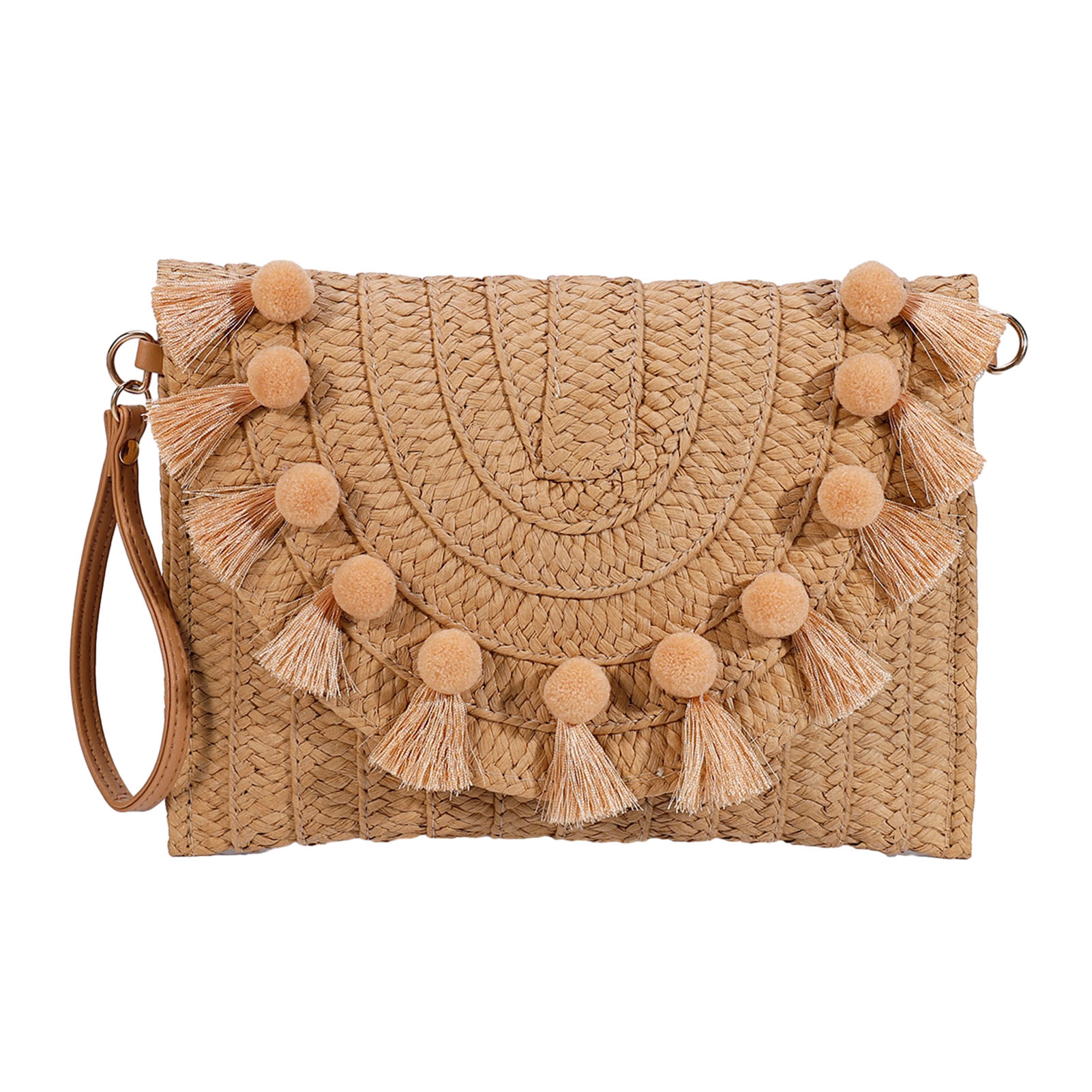 Hariumiu Women Envelope Wallet Handbag Straw Shoulder Bag Beach ...