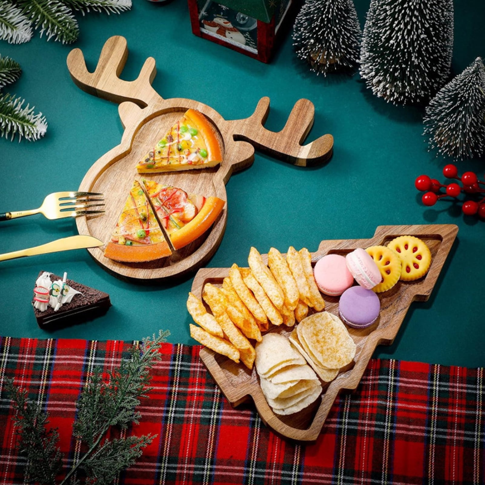 Hariumiu Wood Tray Charcuterie Boards Antlers Christmas Tree Shape ...
