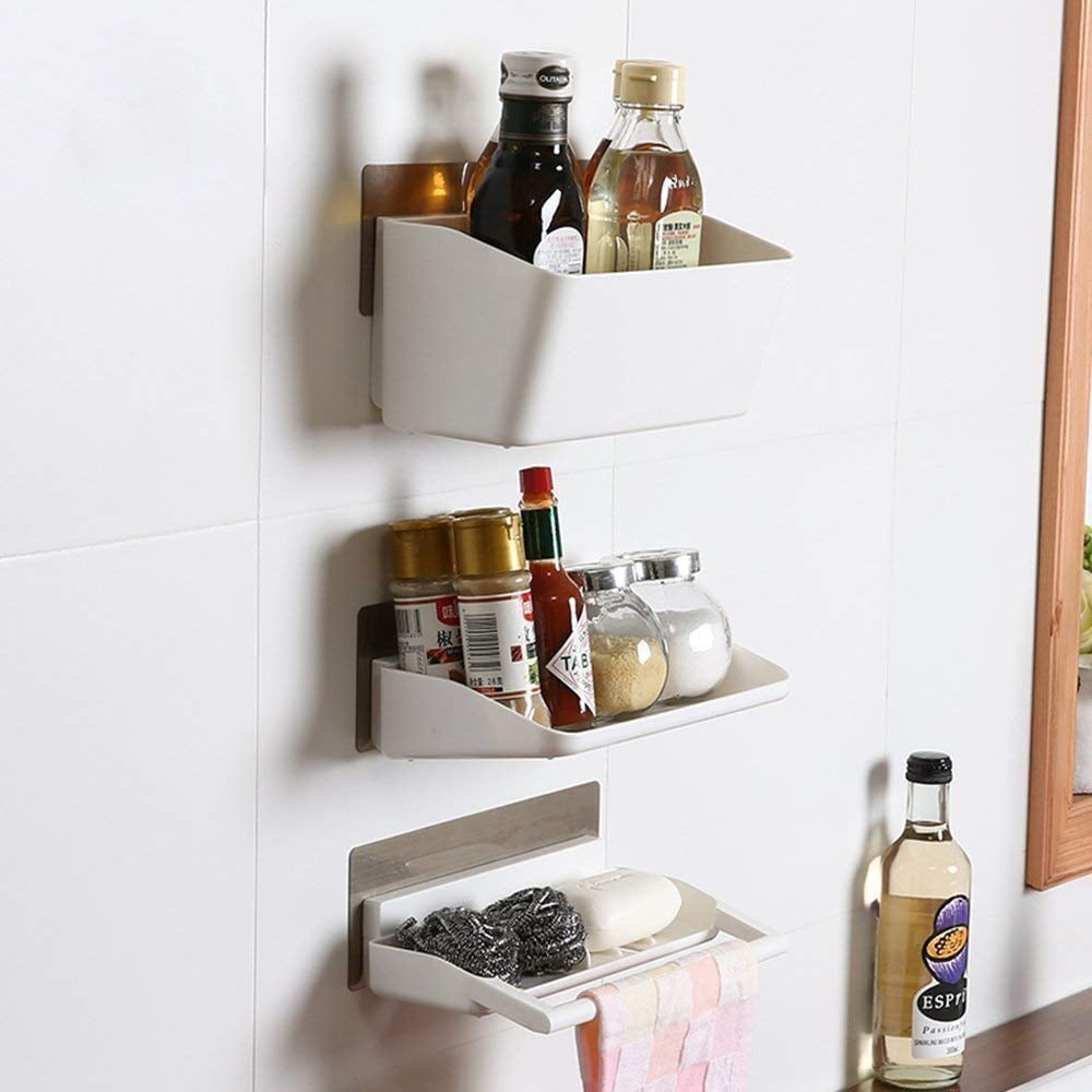 Harivar Mart 3 Tier SelfAdhesive Shelf for Bathroom and Kitchen Plastic ...