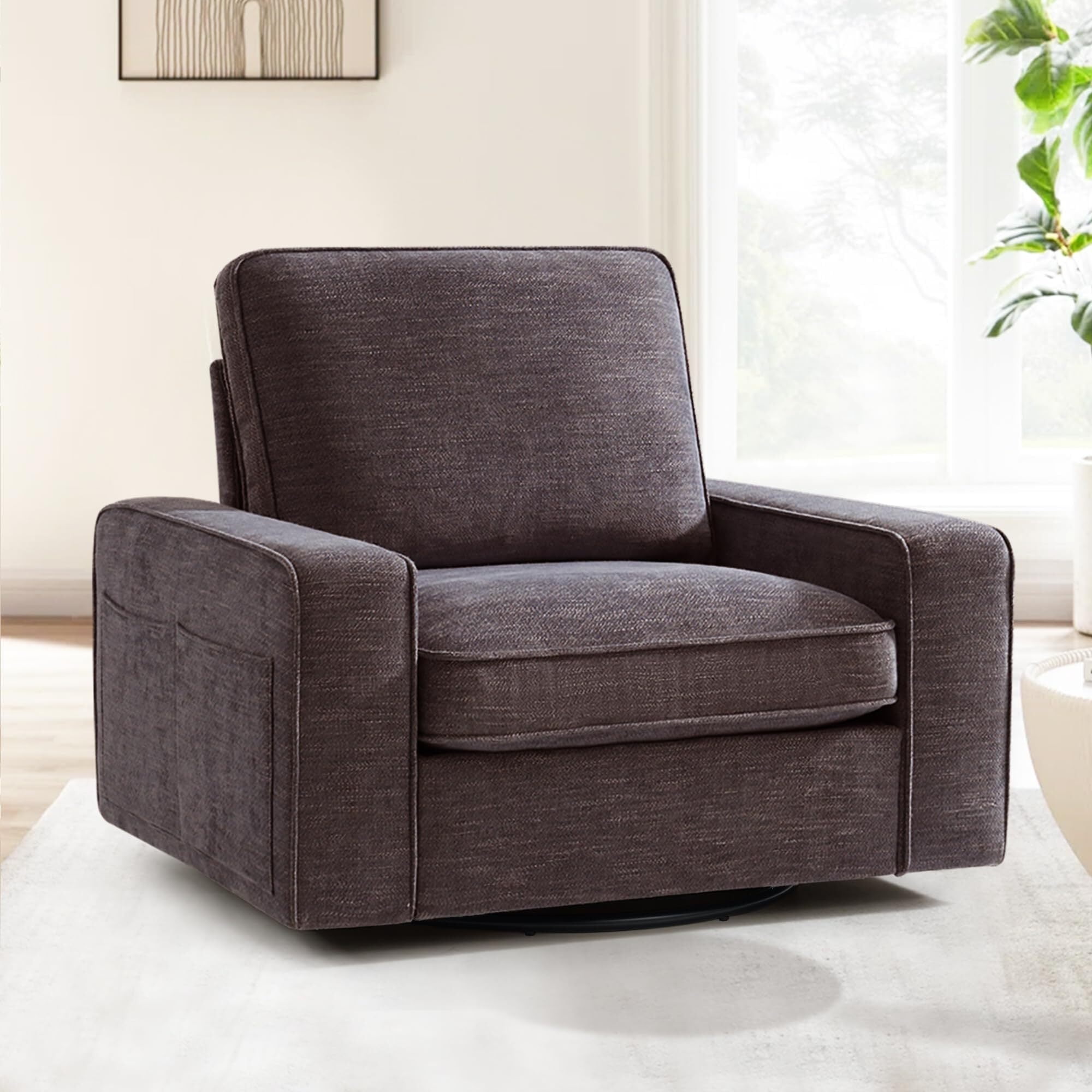 Harkawon wivel Accent Chair, Oversized Swivel Single Sofa Chair, Modern ...