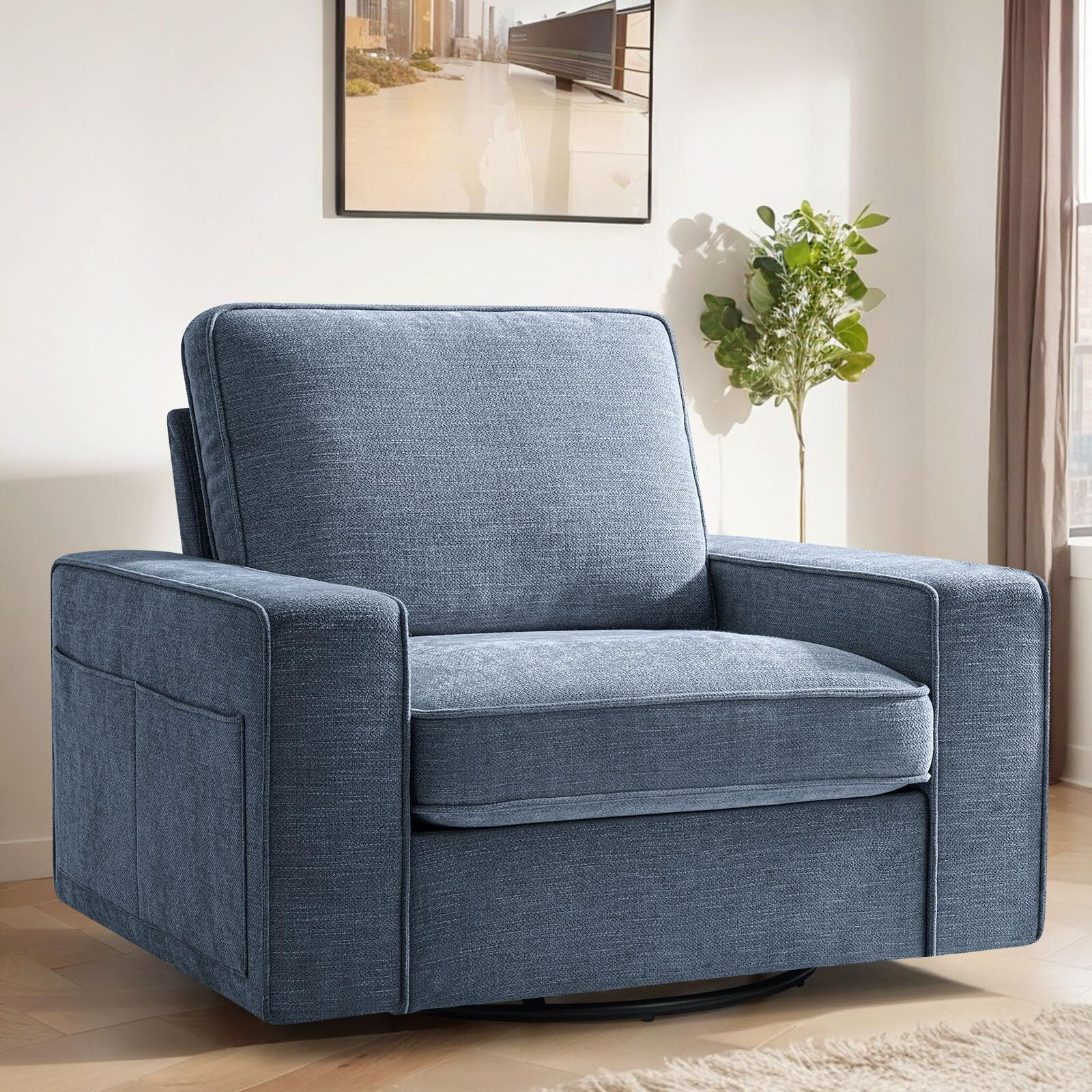 Harkawon 360-Degree Swivel Accent Chair, Modern Oversized Club Arm ...