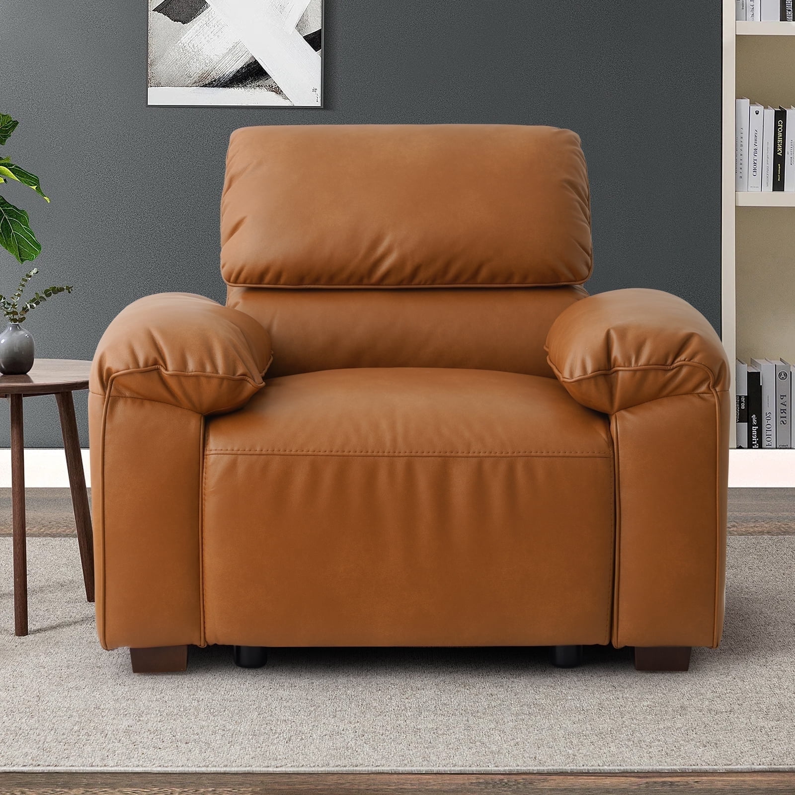 Harkawon Faux Leather Comfy Sofa Couch for Adults, 1 Seater Brown Couch ...